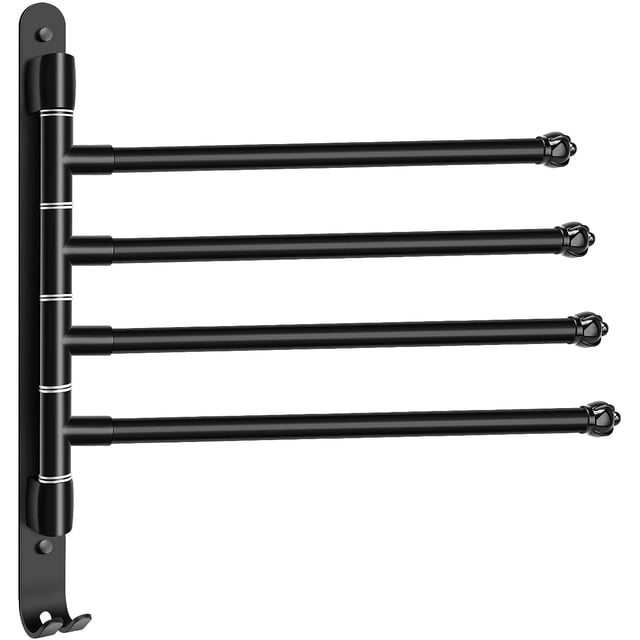 Swivel Towel Rack with 4 Arms 180 Degree Rotation - Wall Mounted Towel ...