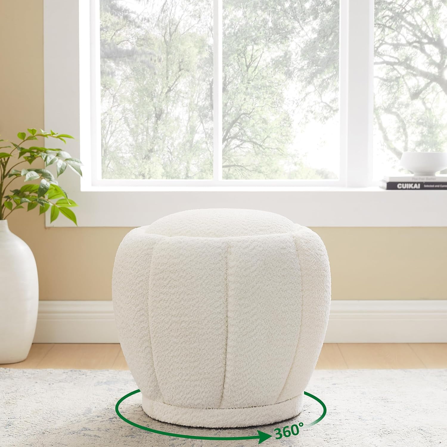 Swivel Upholstered Ottoman, Living Room Modern Small Footstool ...