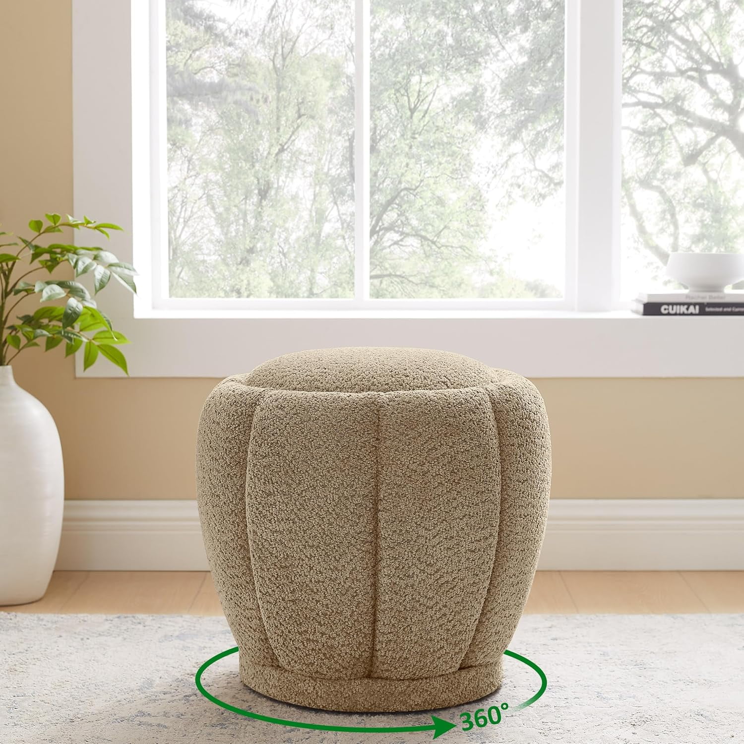 Swivel Upholstered Ottoman, Living Room Modern Small Footstool ...