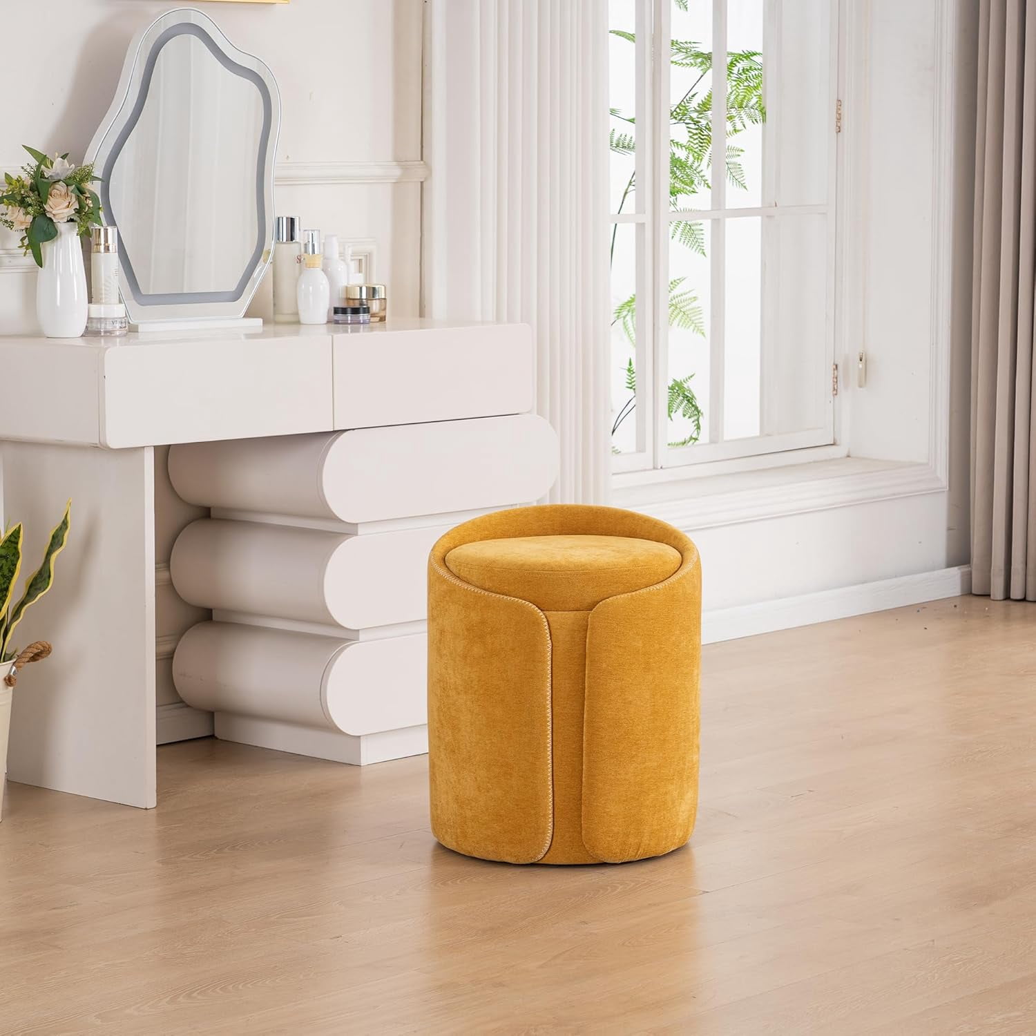 Swivel Vanity Stool with Gold Base Vanity Chair Modern Round Stool for ...