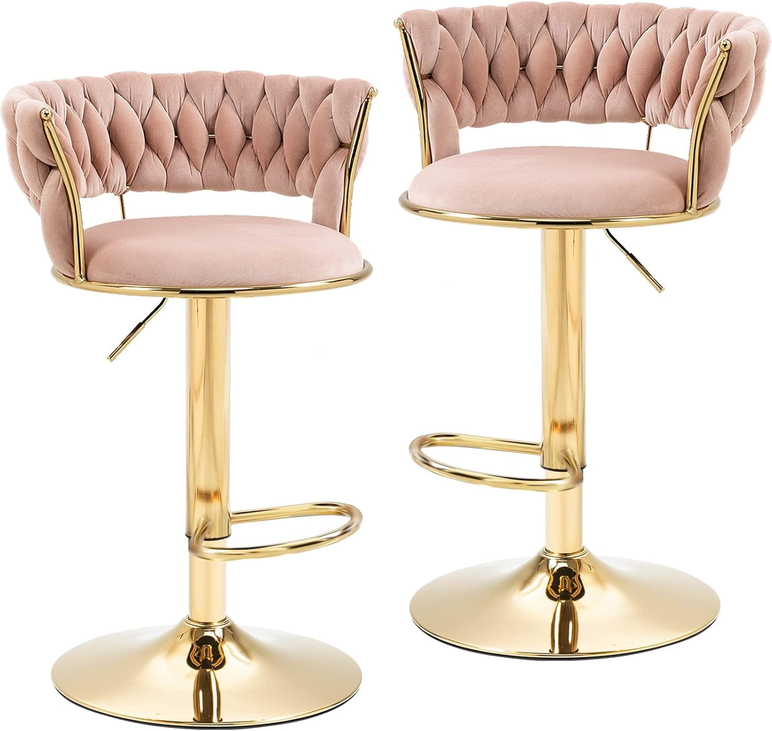 Swivel Velvet Bar Stools Adjustable Counter Height Barstools Bar Chairs ...