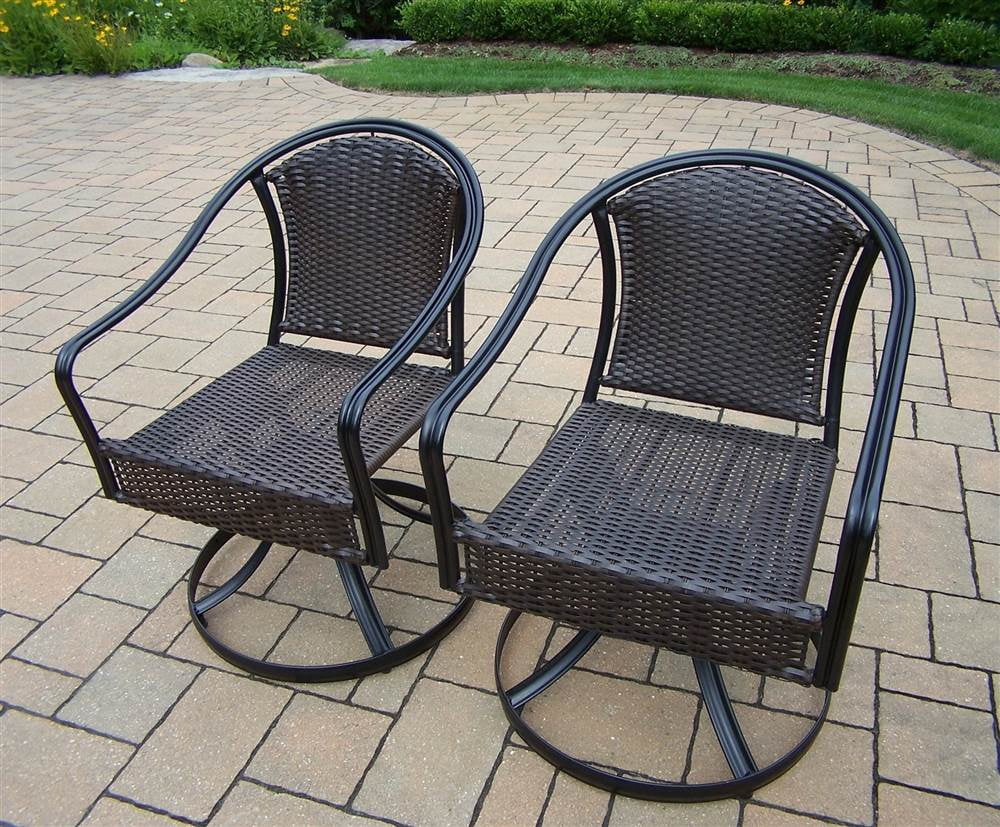 Swivel Wicker Chair with Round Back - Set of 2 - Walmart.com