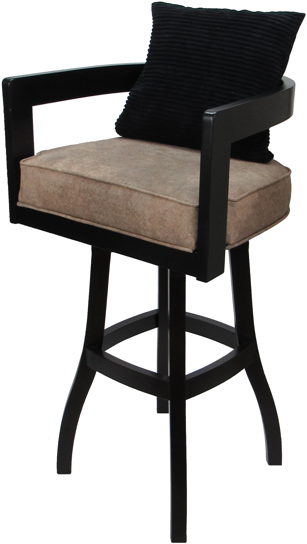 Swivel Wood Bar Stool - Kadir Tan Vinyl - Black - Black Pillow ...
