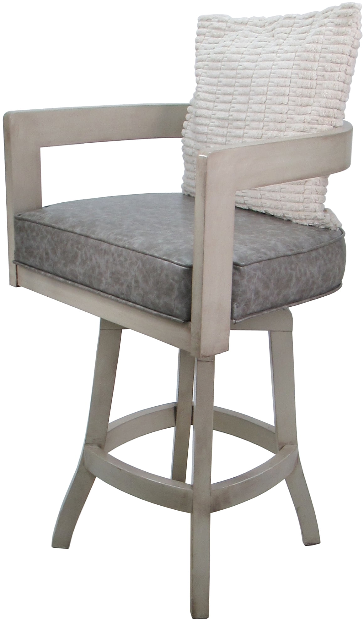 Swivel Wood Extra Tall Stool - Kadir Gray Vinyl - Beige - Cream Pillow ...