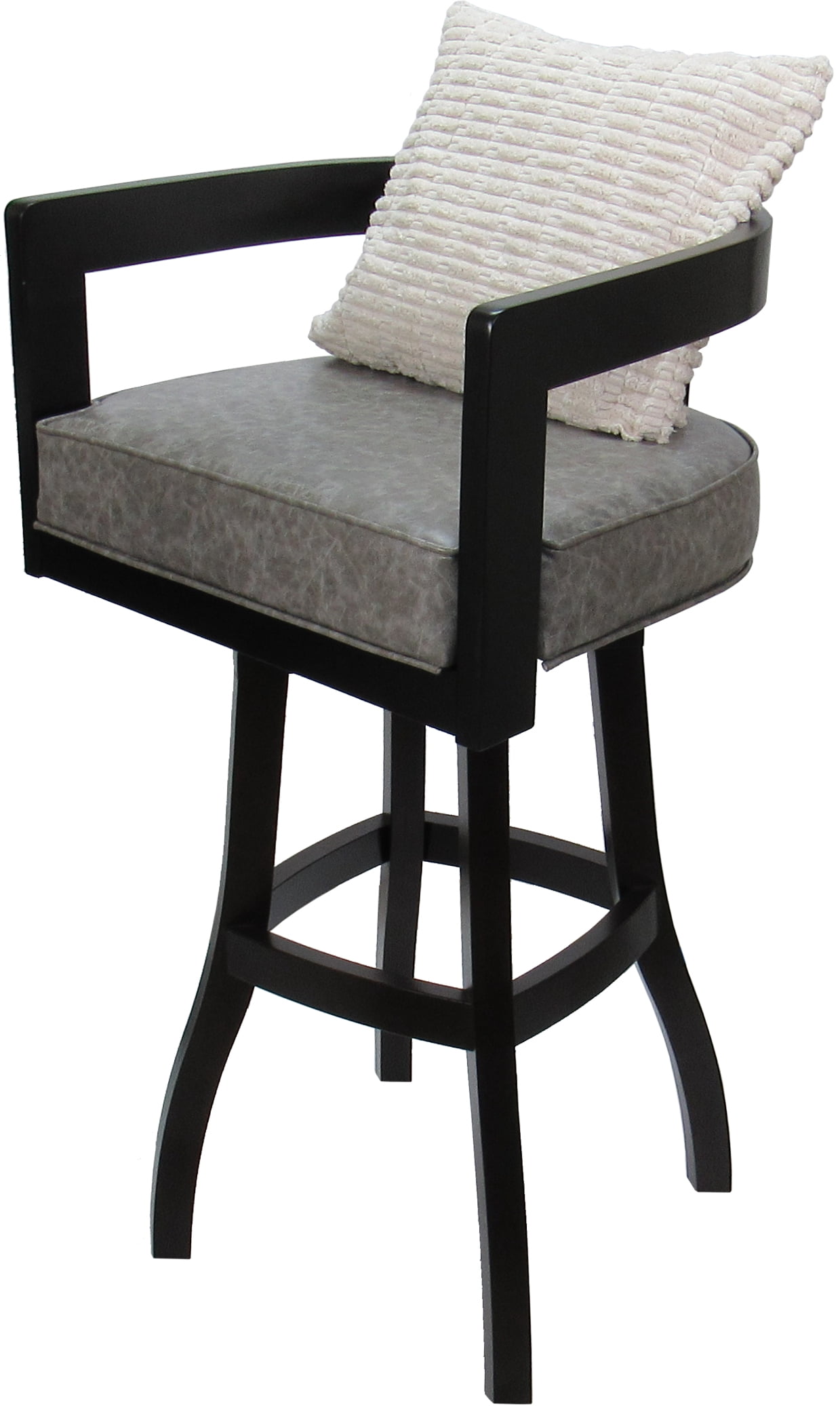 Swivel Wood Extra Tall Stool - Kadir Gray Vinyl - Black - Cream Pillow ...