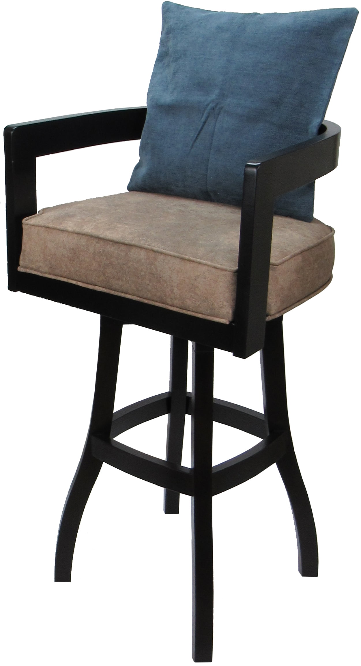 Swivel Wood Extra Tall Stool - Kadir Tan Vinyl - Black - Blue Pillow ...