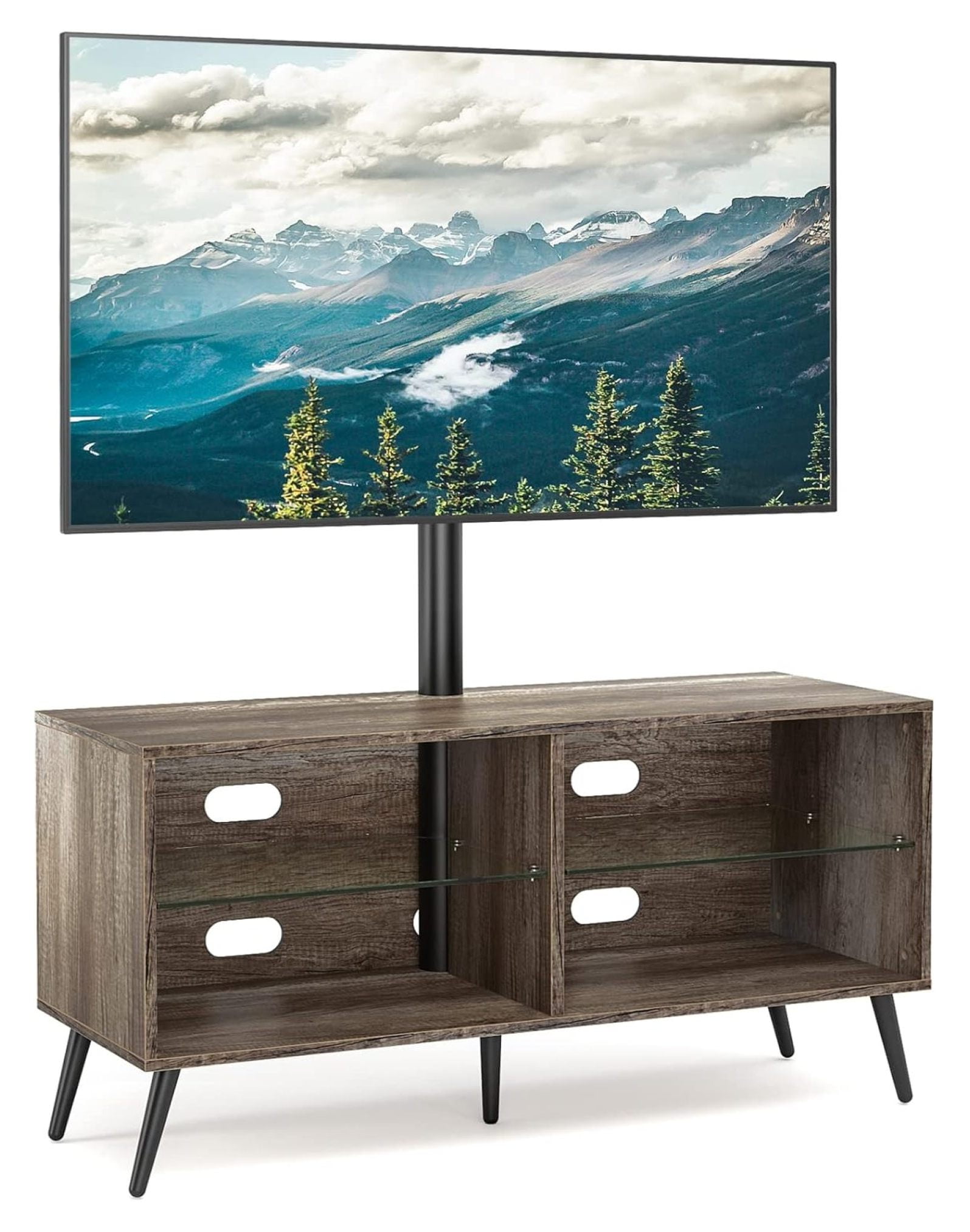 Swivel Wood TV Stand with Mount for 32-70 Inch Flat Screen TVs ...