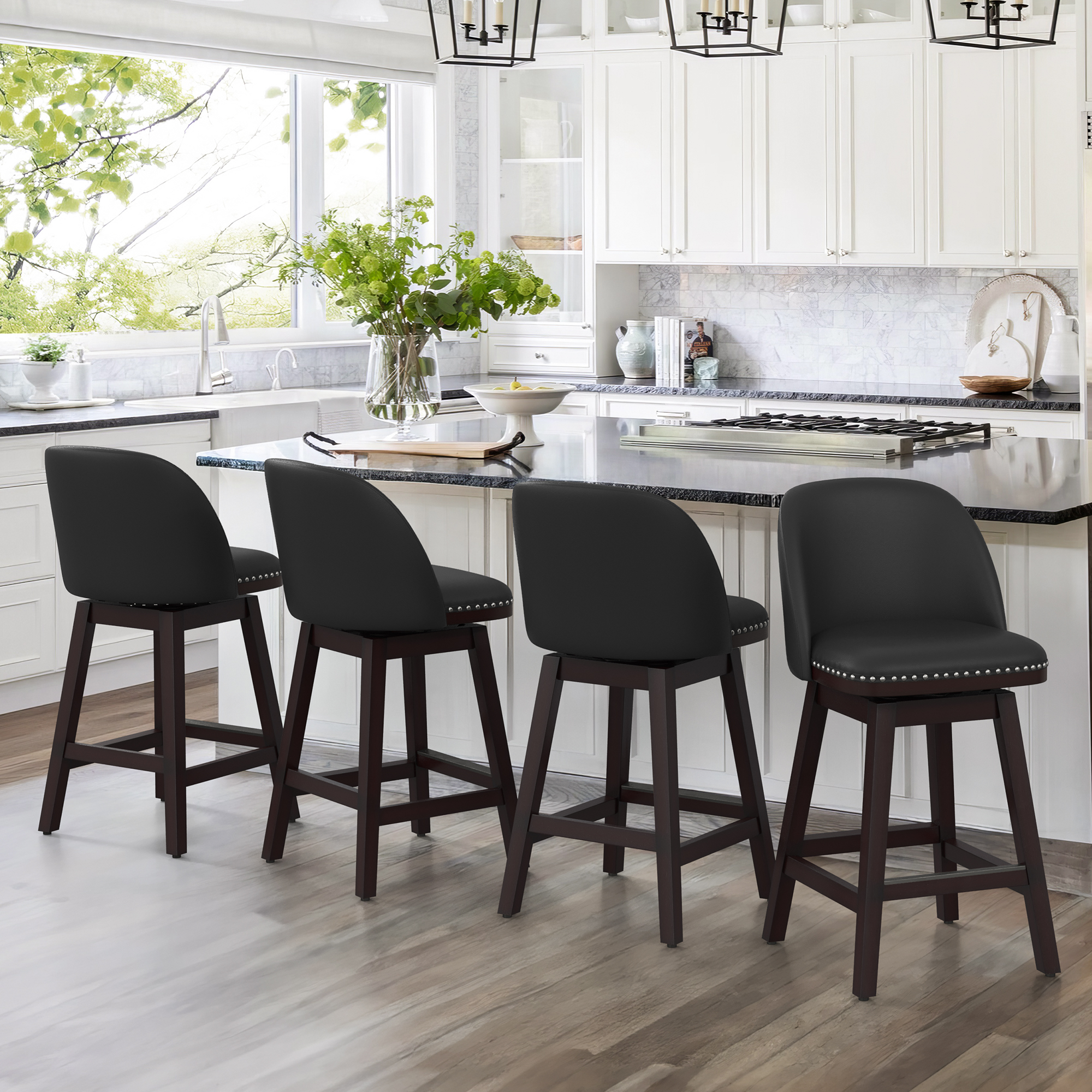 Andeworld 24" Swivel Bar Stools with Backs Plastic Counter Height ...