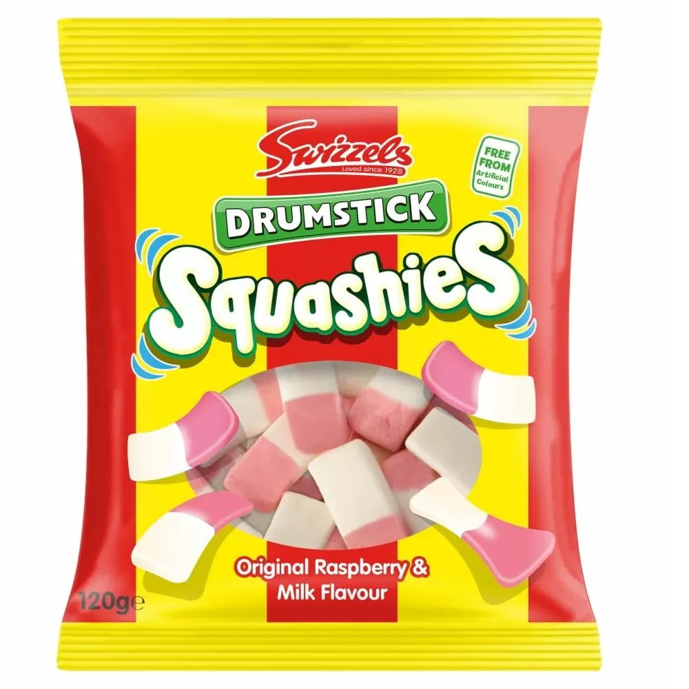 Swizzels Drumstick Squashies Original Raspberry & Milk Flavour Sweets ...