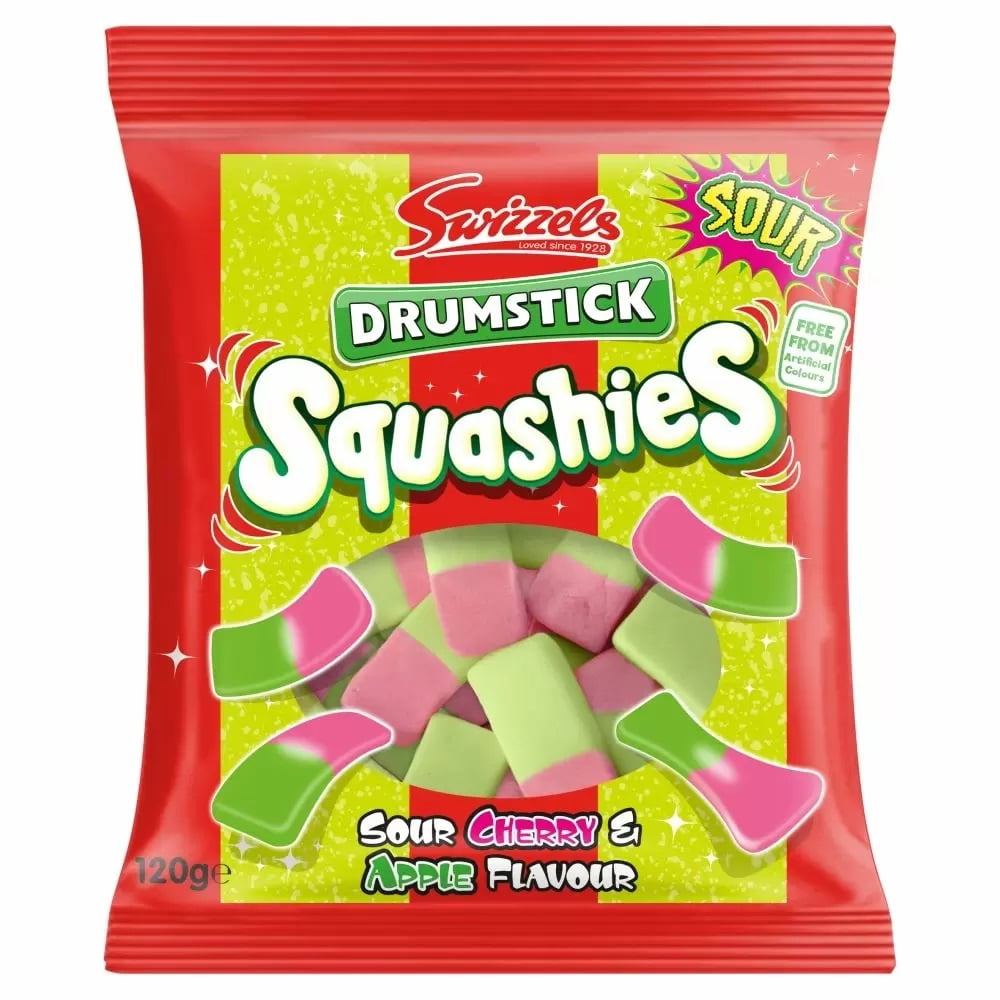 Swizzels Drumstick Squashies Sour Cherry & Apple Flavour Sweets 120g ...