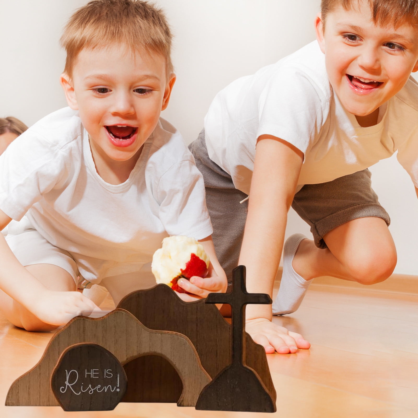 SwoHaoen Empty Tomb Easter Scene and Cross Decoration, Wood Easter ...