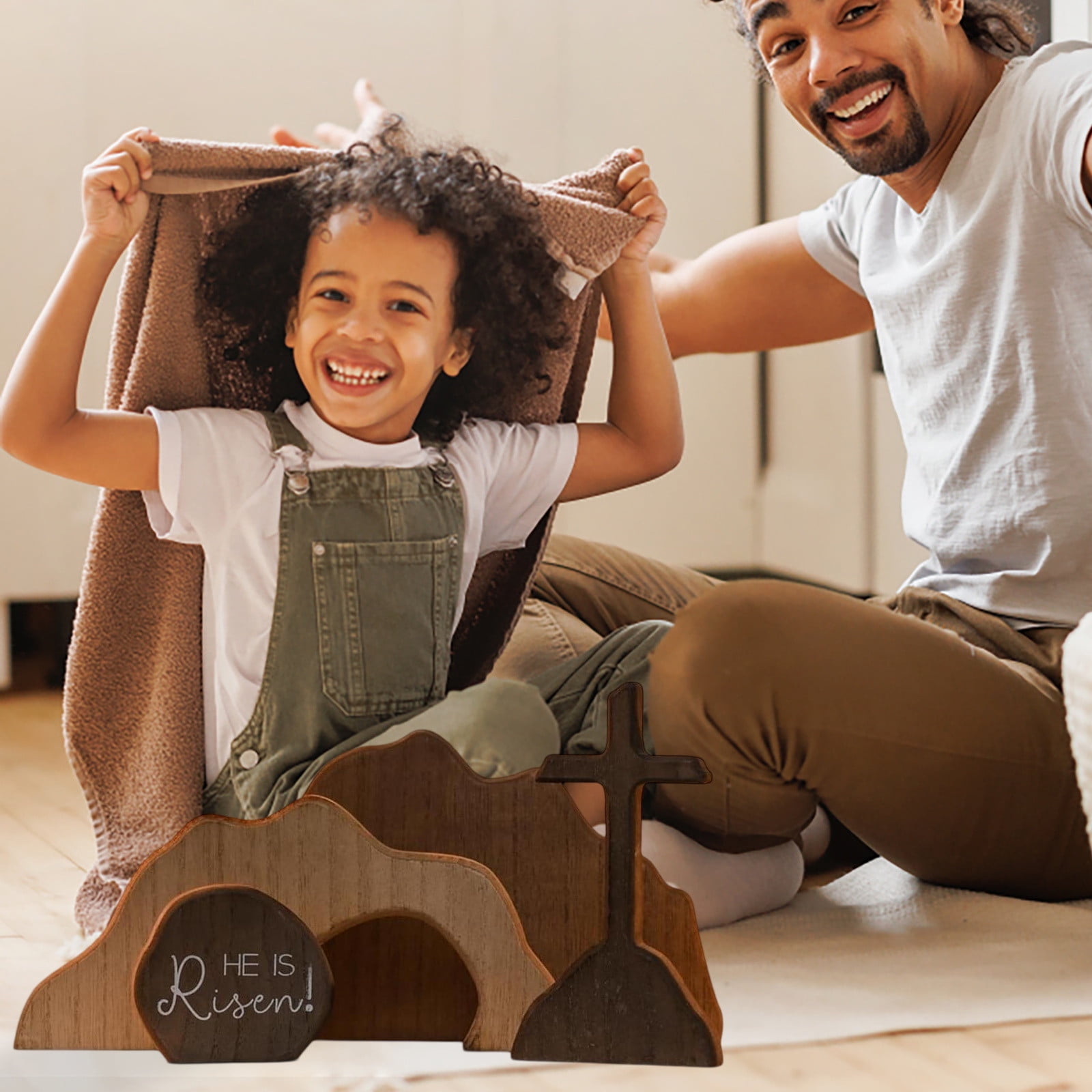 SwoHaoen Empty Tomb Easter Scene and Cross Decoration, Wood Easter ...