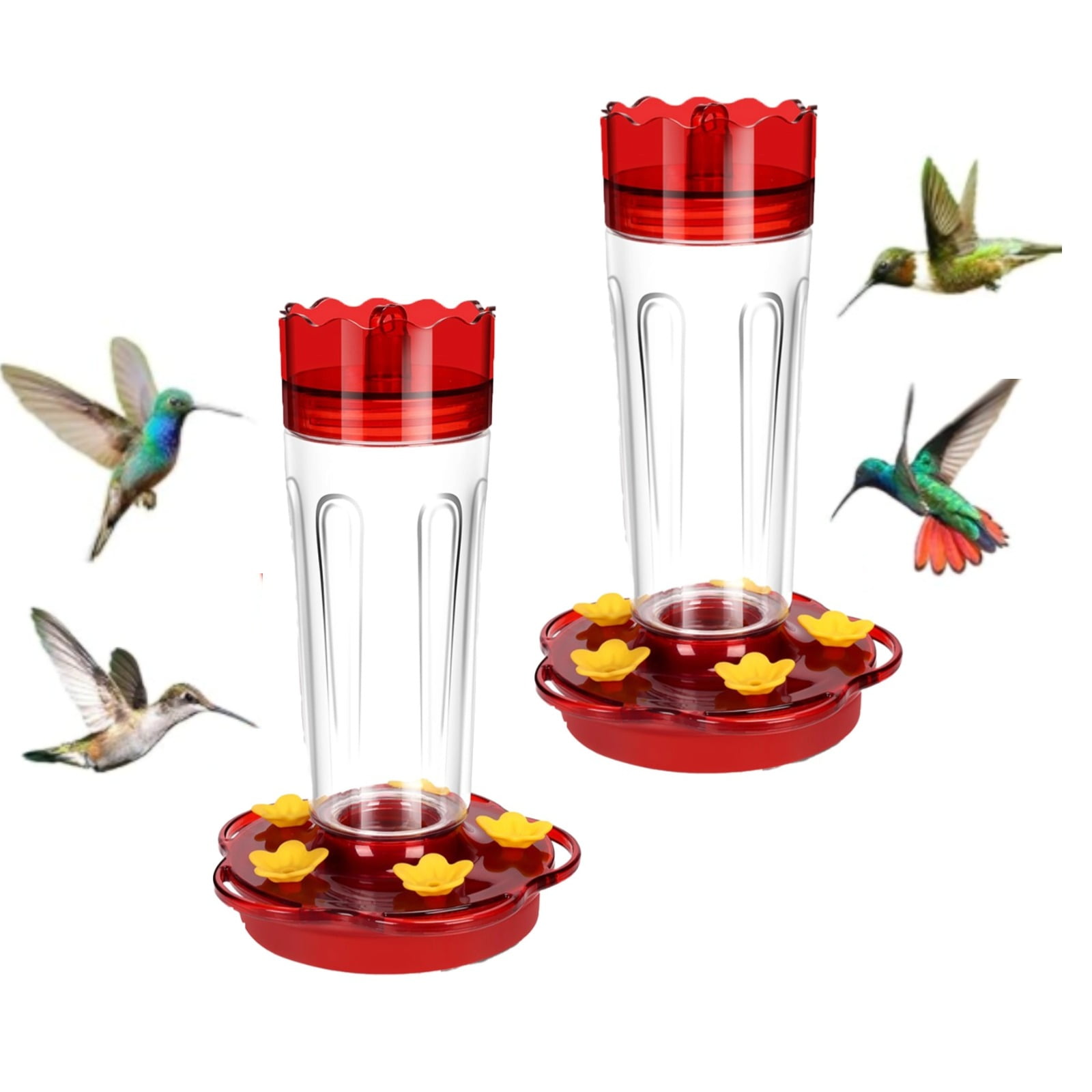 SwoHaoen Hummingbird Feeder 15 oz - Red Outdoor Hanging Feeder with 5 ...