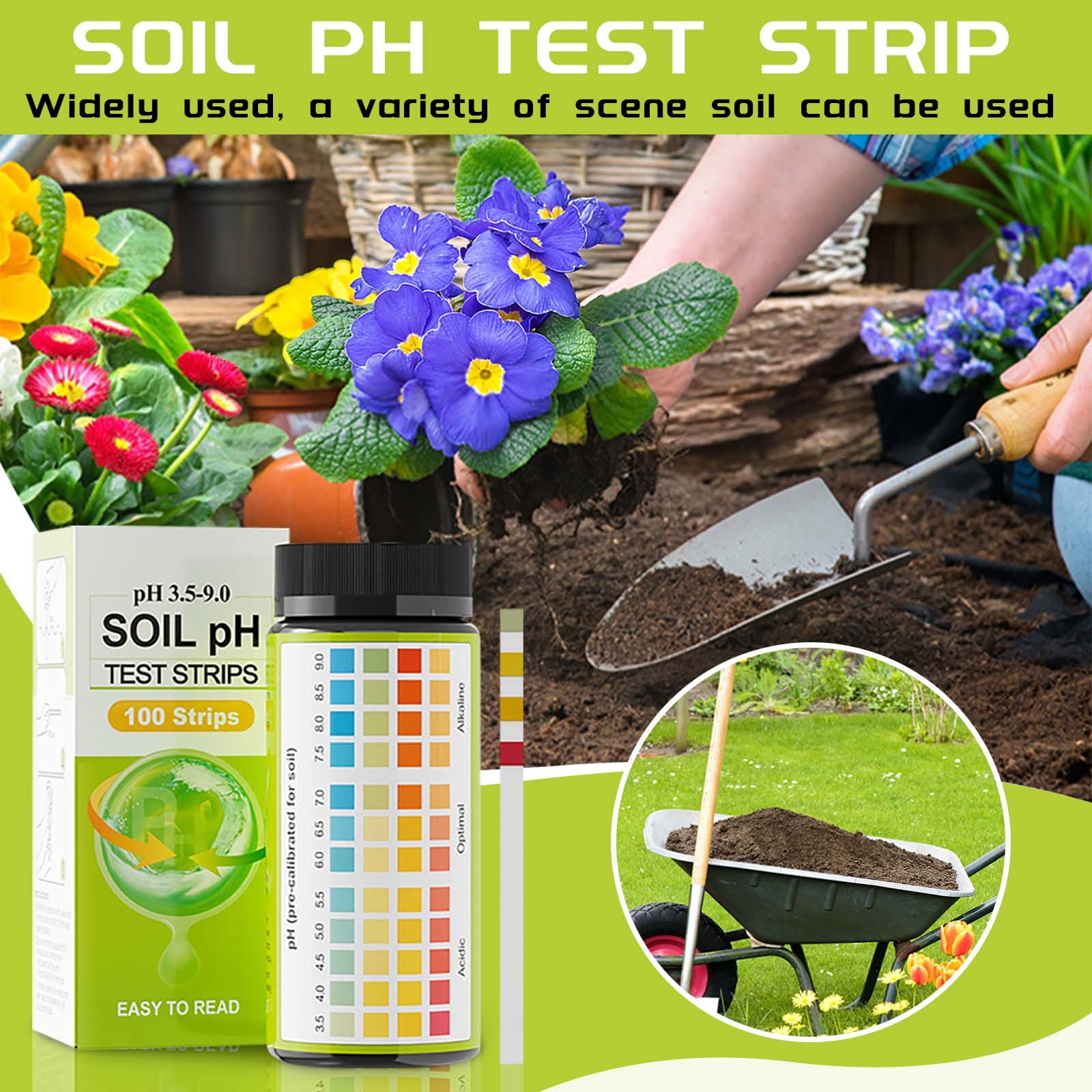 SwoHaoen Soil pH Paper Test Kit – 100 Tester Strips (3.5-9 Range) – Use ...