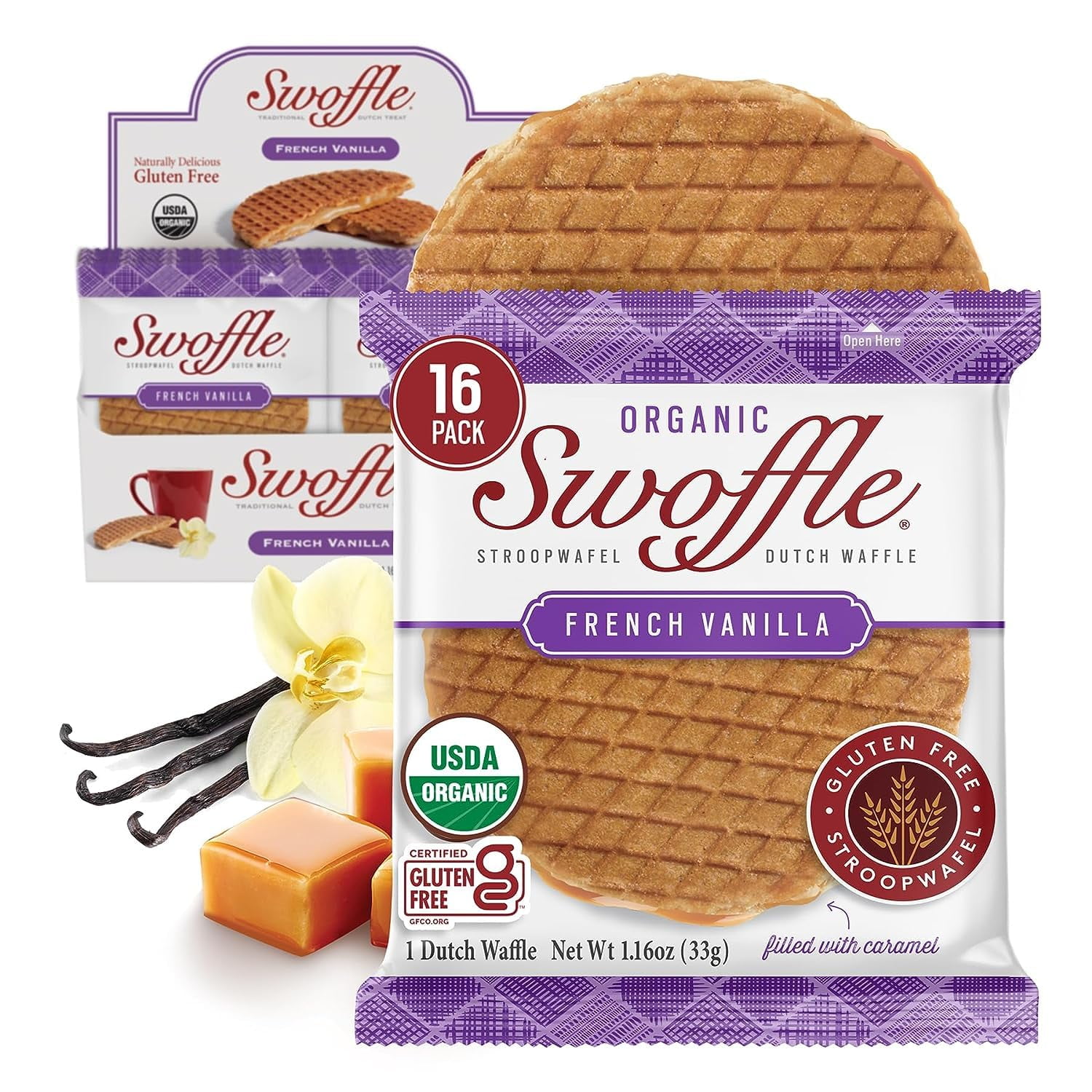 Swoffle Organic French Vanilla Waffle Cookie, 1.16 Oz. - Walmart.com