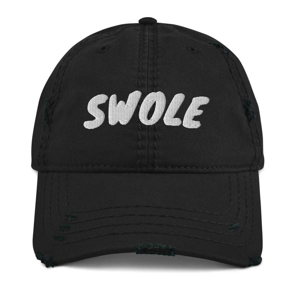 Swole Distressed Dad Hat (Black) - Walmart.com