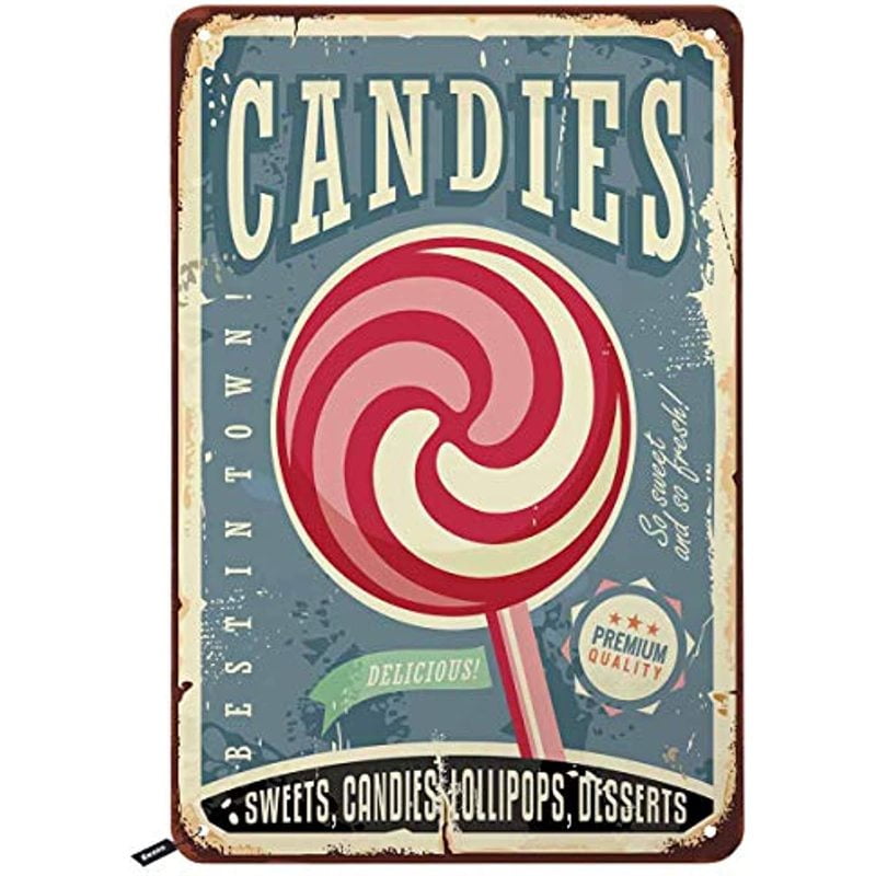 Swono Candies Tin Signs, Light Blue Vintage Metal Tin Sign for Men ...