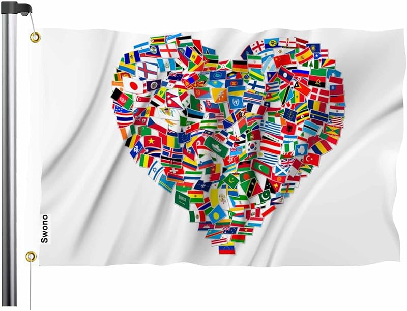 Swono World Flags Set Flag Peace Love Heart International Global World ...