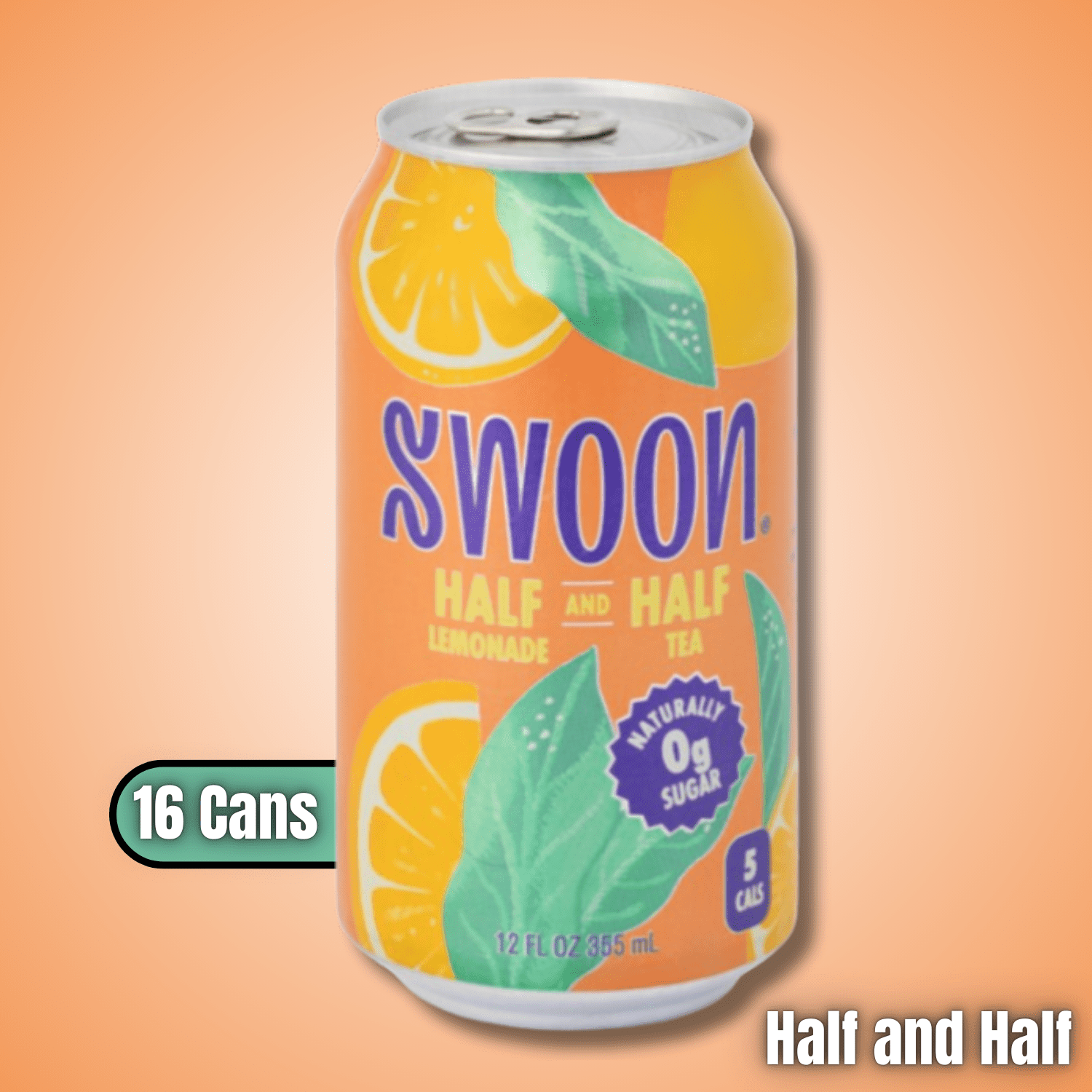 Swoon Zero Sugar Half & Half Iced Tea and Lemonade, 12 fl oz Cans, 16 ...