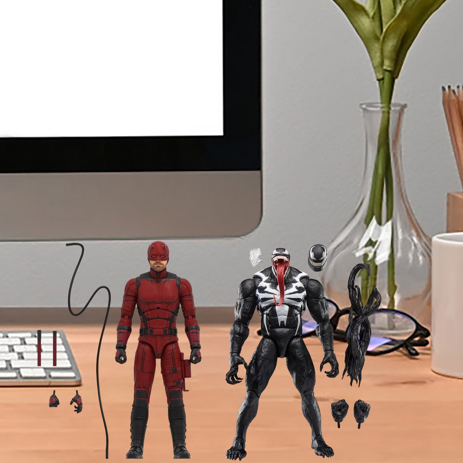 Swooo 2 PCS Exquisite Venom and Daredevil Action Figures with Multiple ...