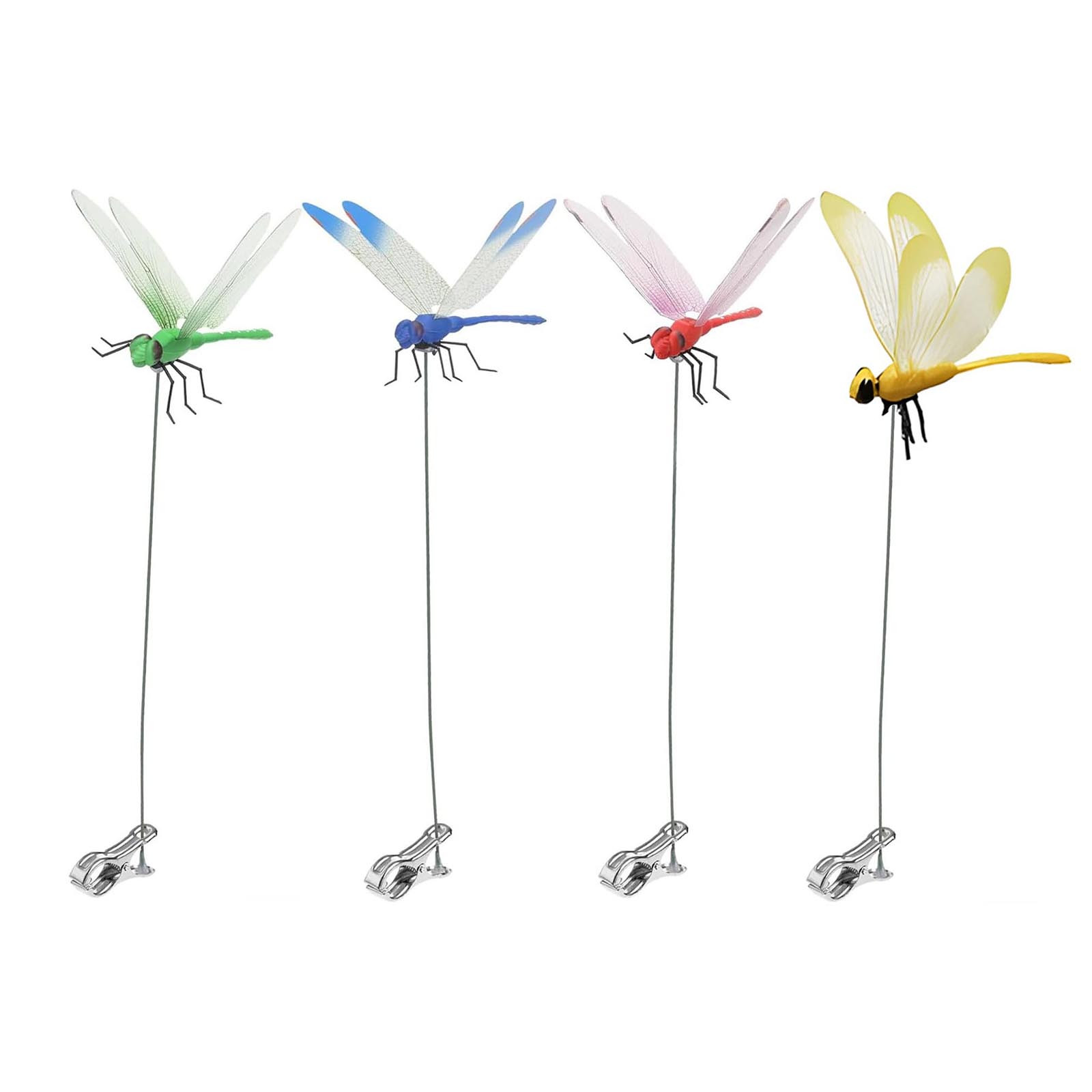 Swooo 4 PCS Dragonfly Clip, 3D Dragonfly Garden Stakes Decor, Fly ...