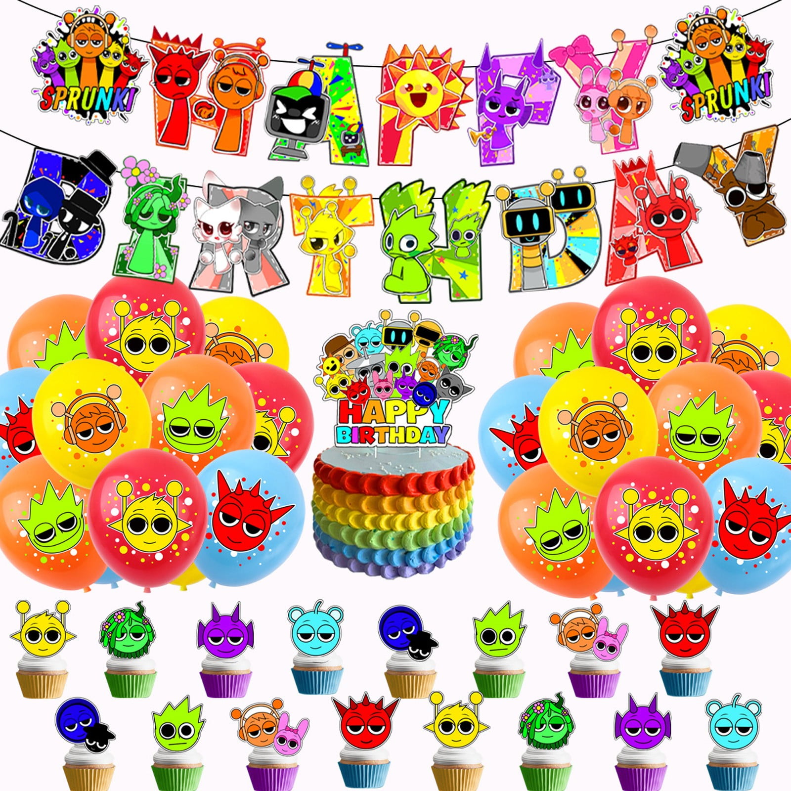 Swooo 42 PCS Exquisite Sprunki Party Supplies for Fans, Birthday ...