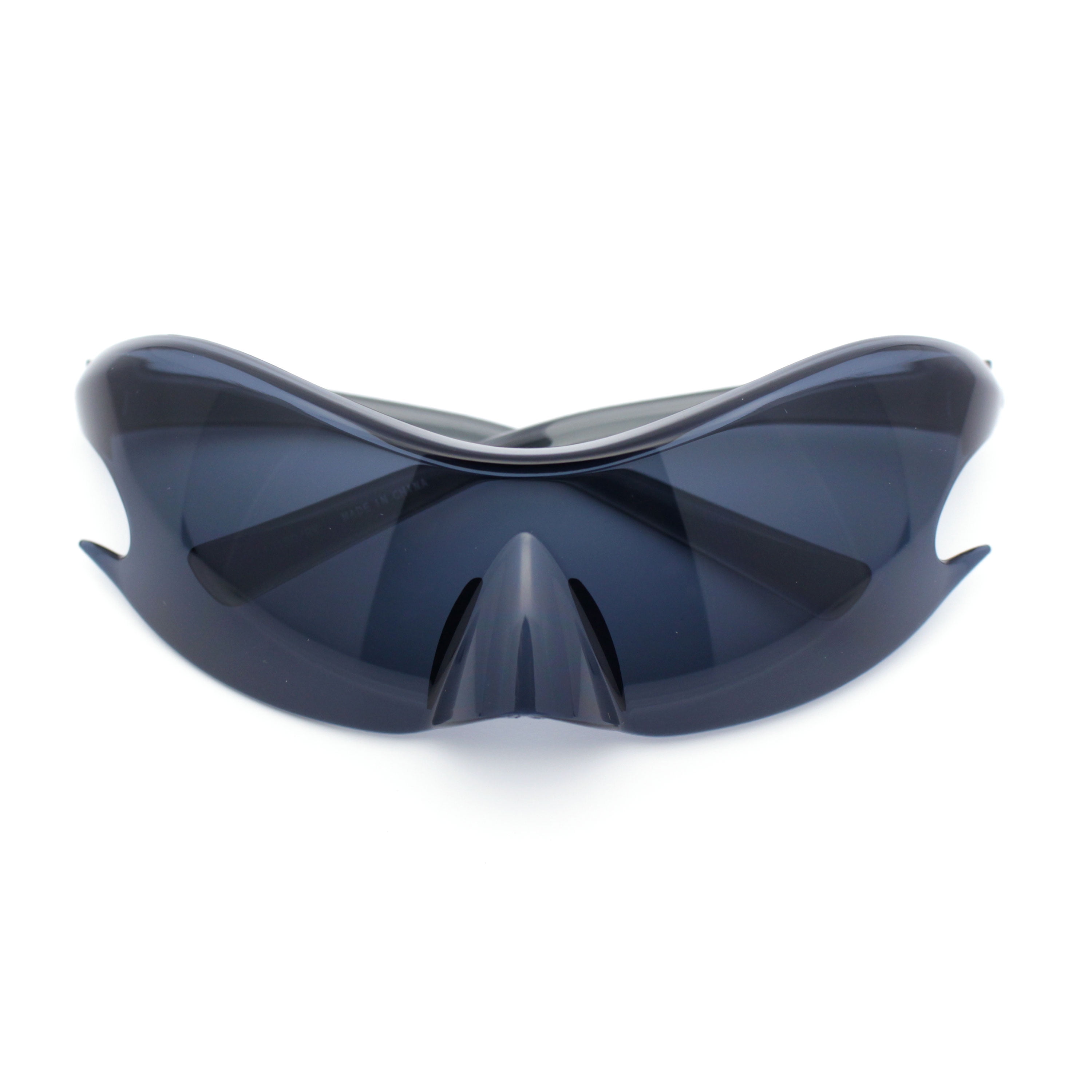 Swooping Flame Shape Shield Wrap Color Mirror Sport Rimless Sunglasses ...