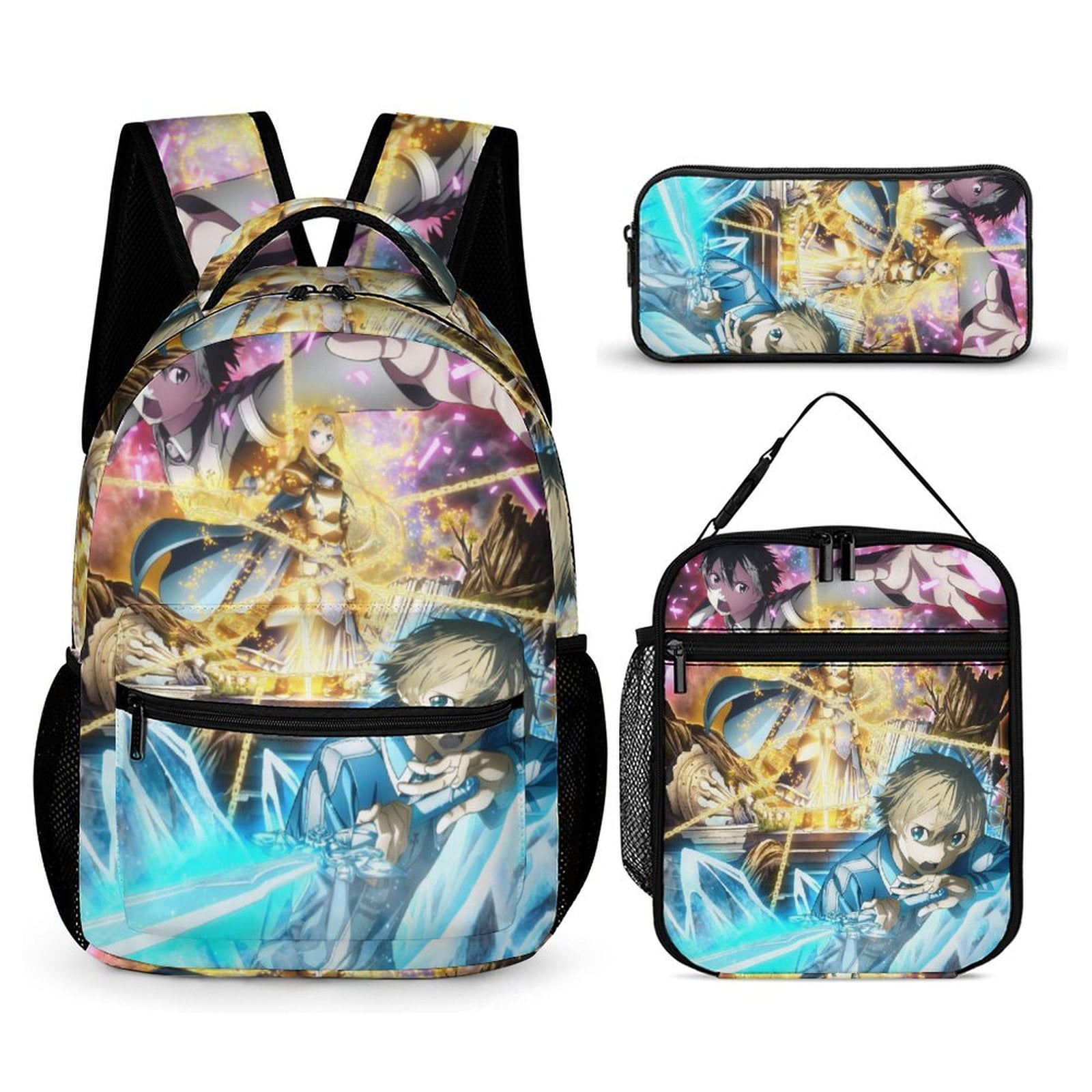 Sword Art Online (24) 3 Piece Backpack Set Anime Casual School Bag ...