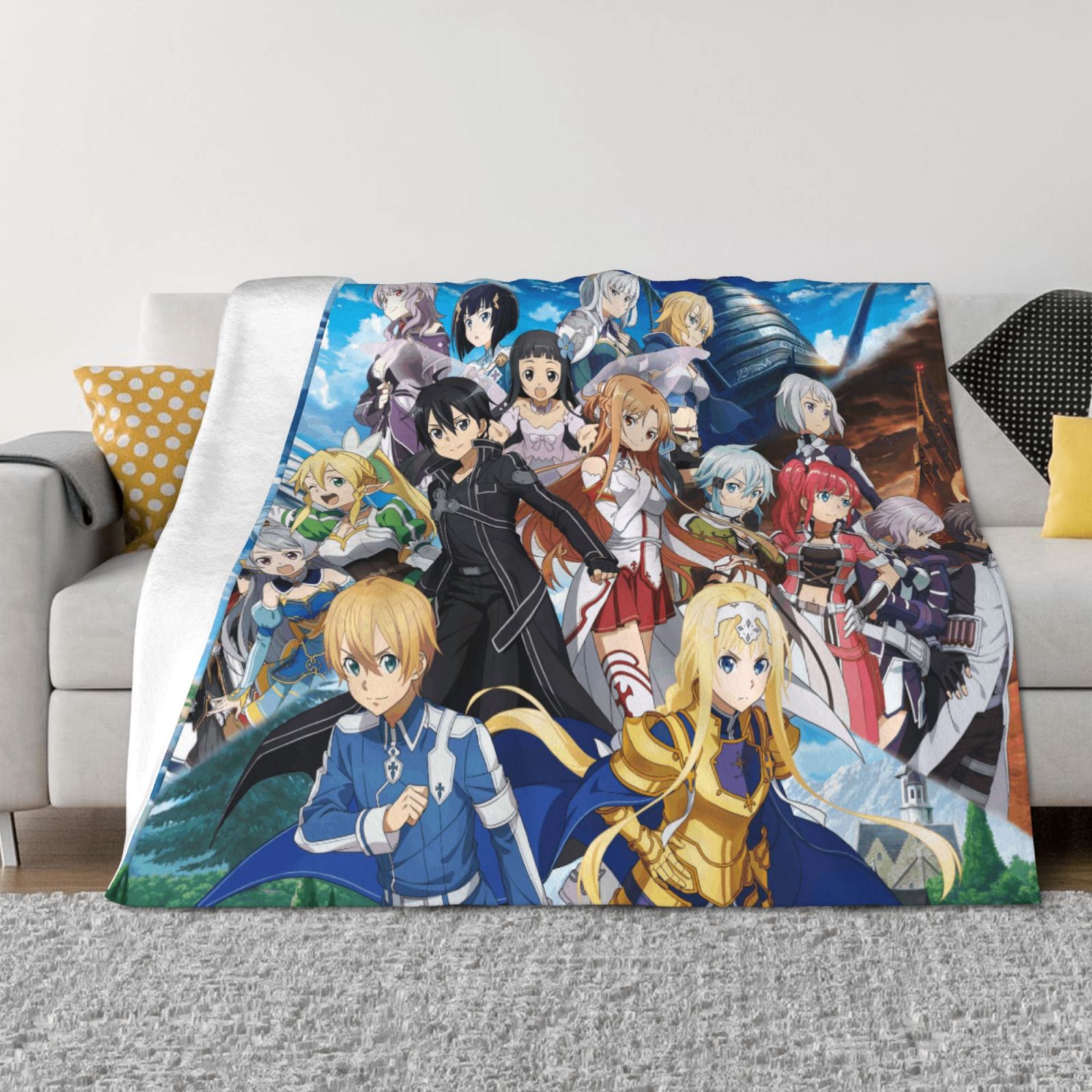 Sword Art Online Game Blanket Cozy Soft Fleece Flannel Bed Blanket All ...