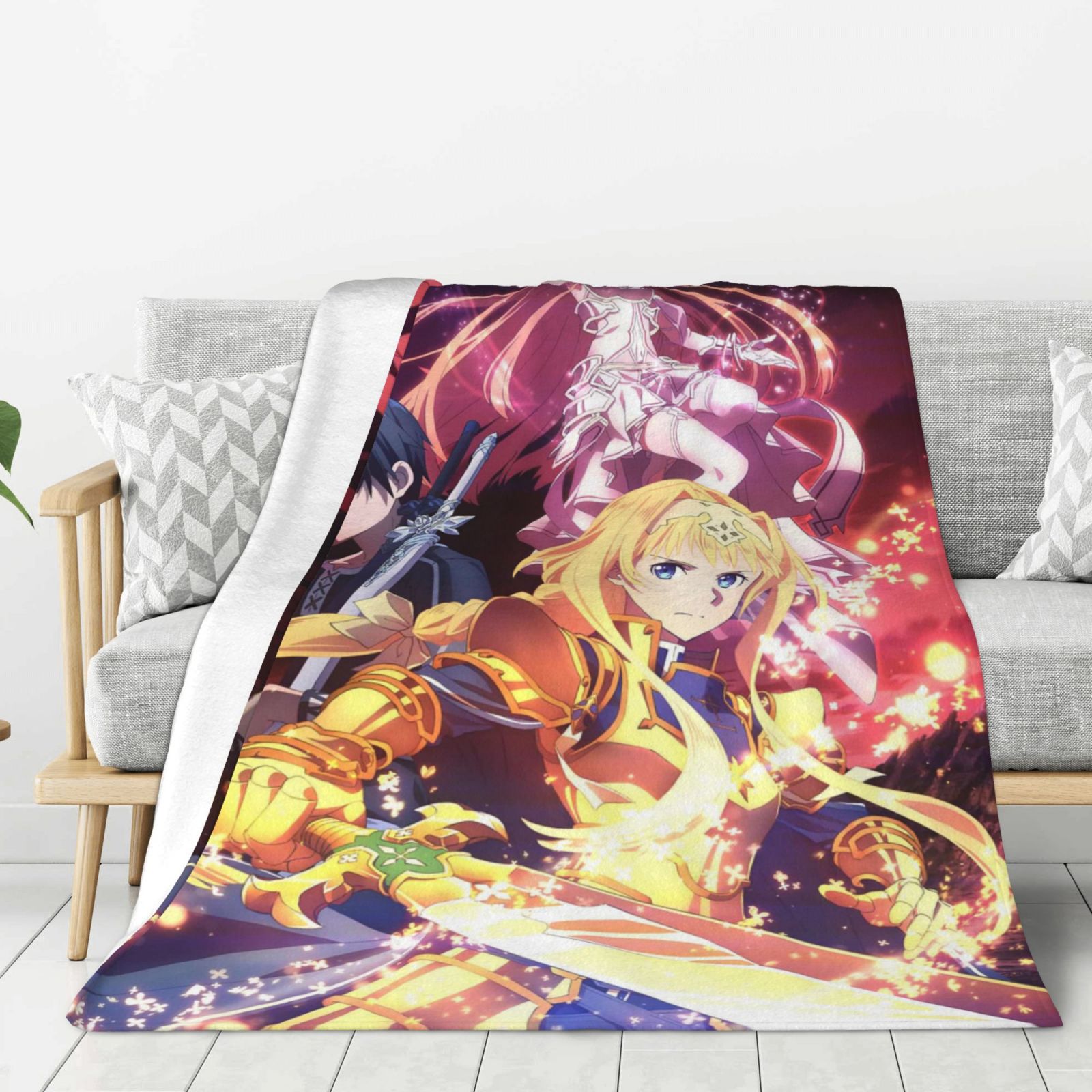 Sword Art Online Poster Blanket Cozy Soft Fleece Flannel Bed Blanket ...