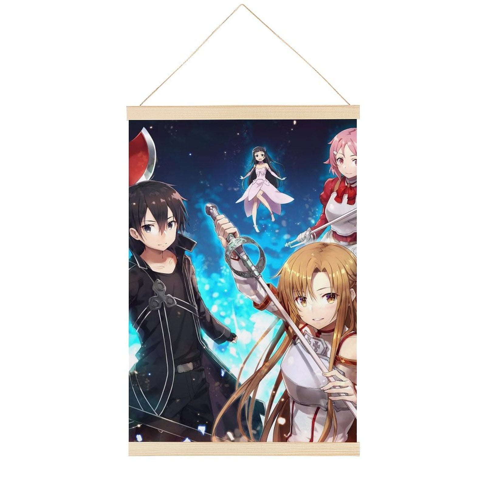 Sword Art Online Poster Hanger Art, Japanese Anime Scroll Poster, Wood ...