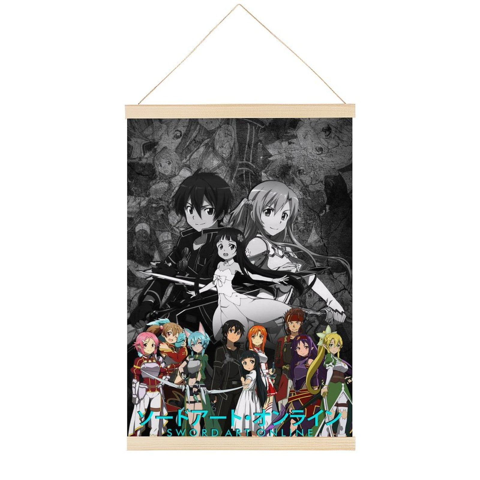 Sword Art Online Poster Hanger Art, Japanese Anime Scroll Poster, Wood ...