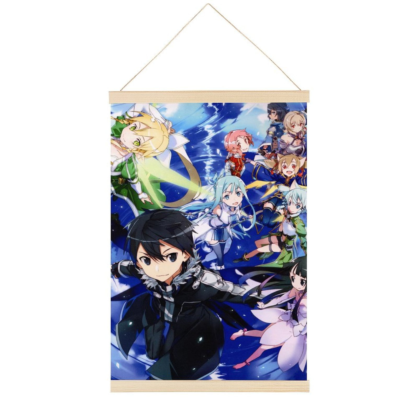 Sword Art Online Poster Hanger Art, Japanese Anime Scroll Poster, Wood ...