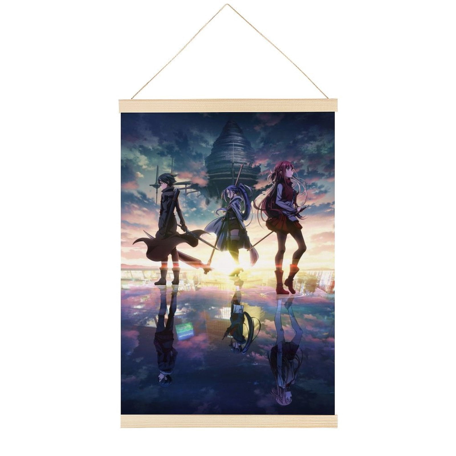 Sword Art Online Poster Hanger Art, Japanese Anime Scroll Poster, Wood ...