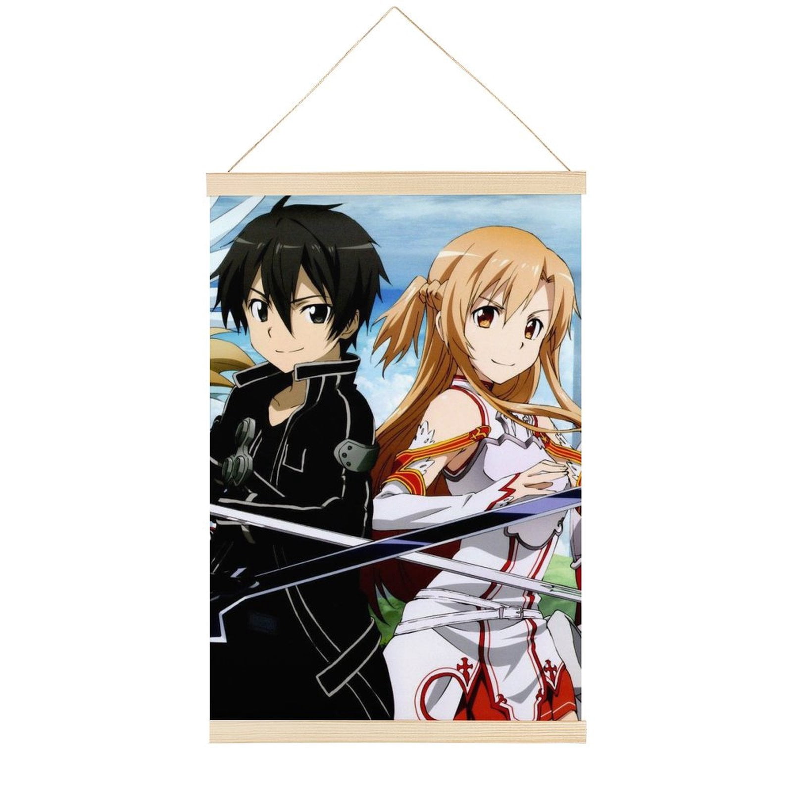 Sword Art Online Poster Hanger Art, Japanese Anime Scroll Poster, Wood ...