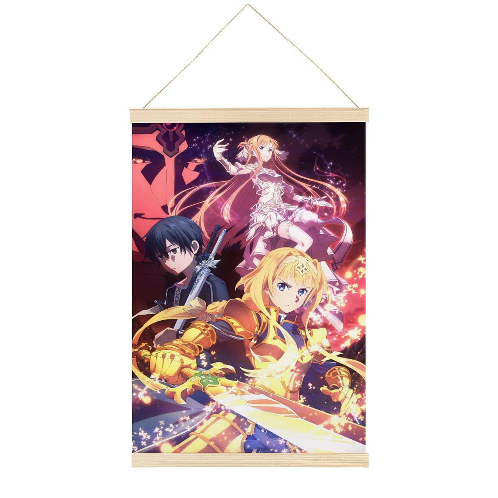 Sword Art Online Poster Hanger Art, Japanese Anime Scroll Poster, Wood ...