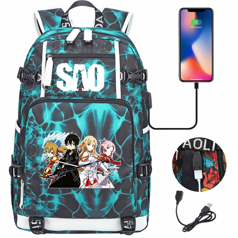 Sword Art Online Theme Multi-Pocket Backpack for Kids and Teens with ...