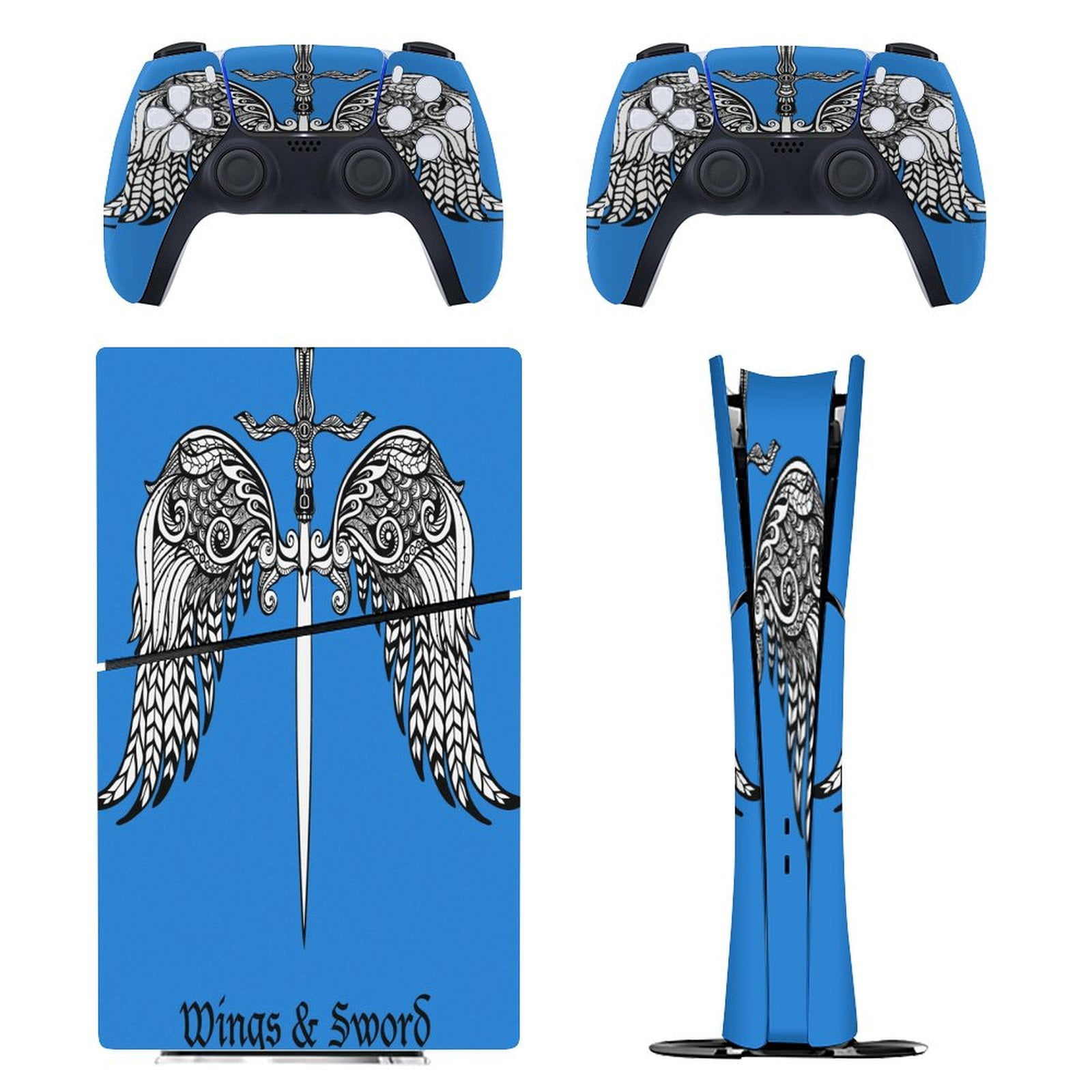Sword, Cross, Wings PS5/PS5 Slim Digital Disc Skin Sticker For Console ...