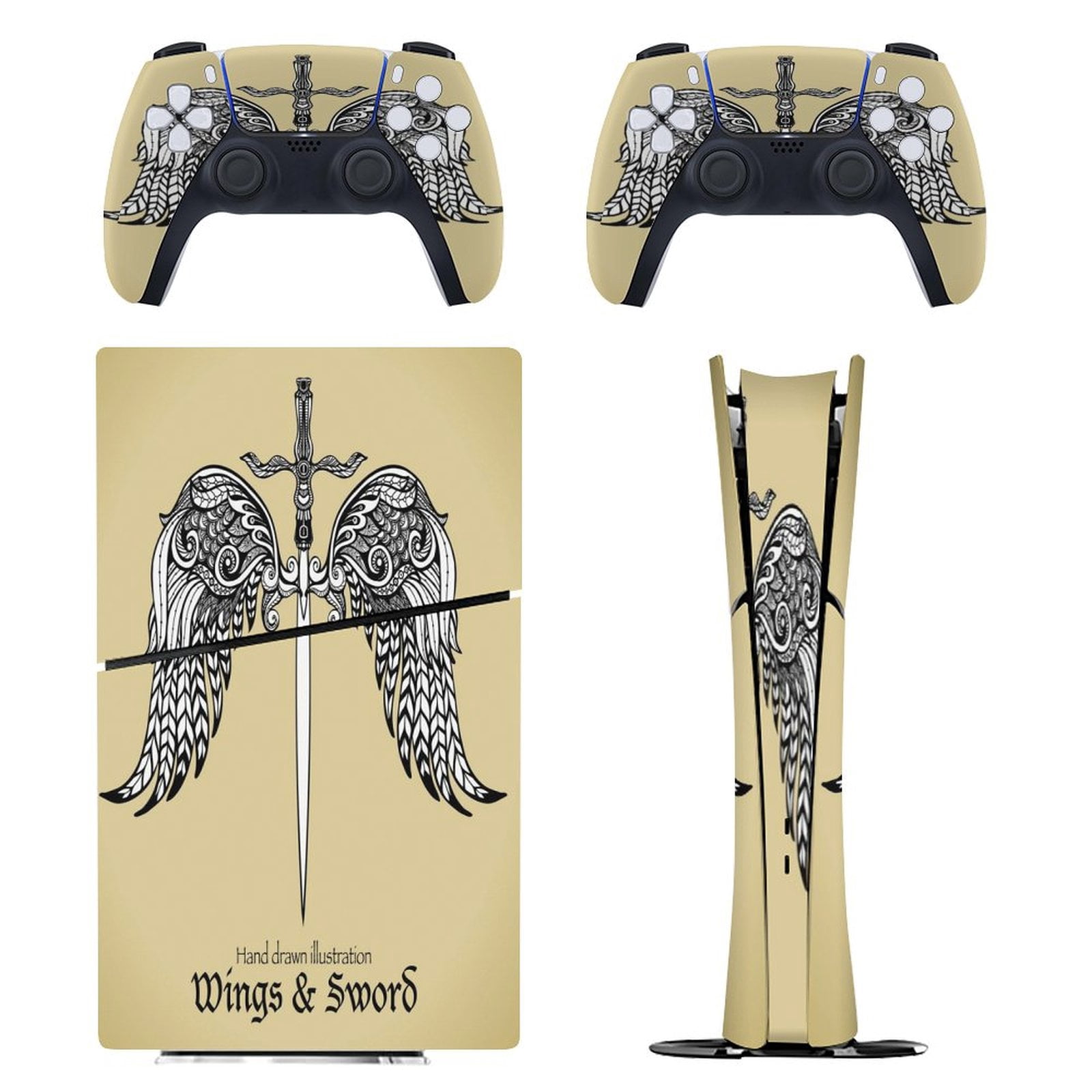 Sword, Cross, Wings PS5/PS5 Slim Digital Disc Skin Sticker For Console ...