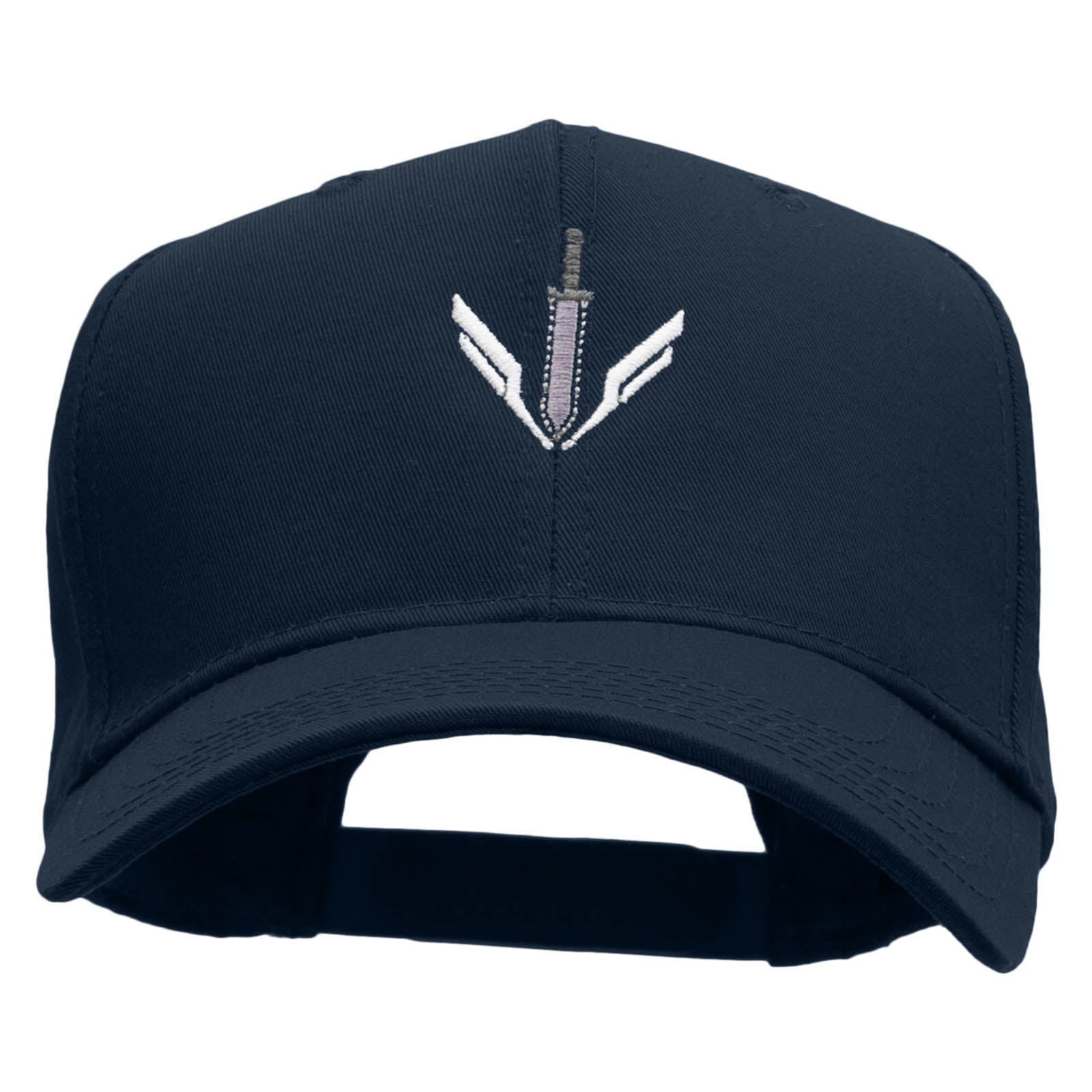 Sword Emblem Embroidered Cotton Twill Pro Style Cap - Navy OSFM ...
