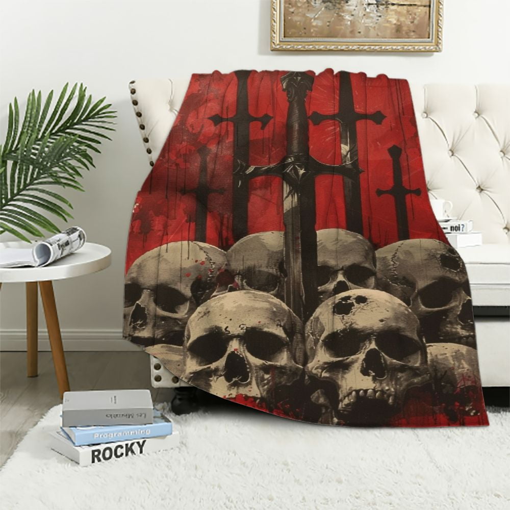 Sword Skeleton3D Printed Art Patterns Throw Blanket Bedding Lightweight ...