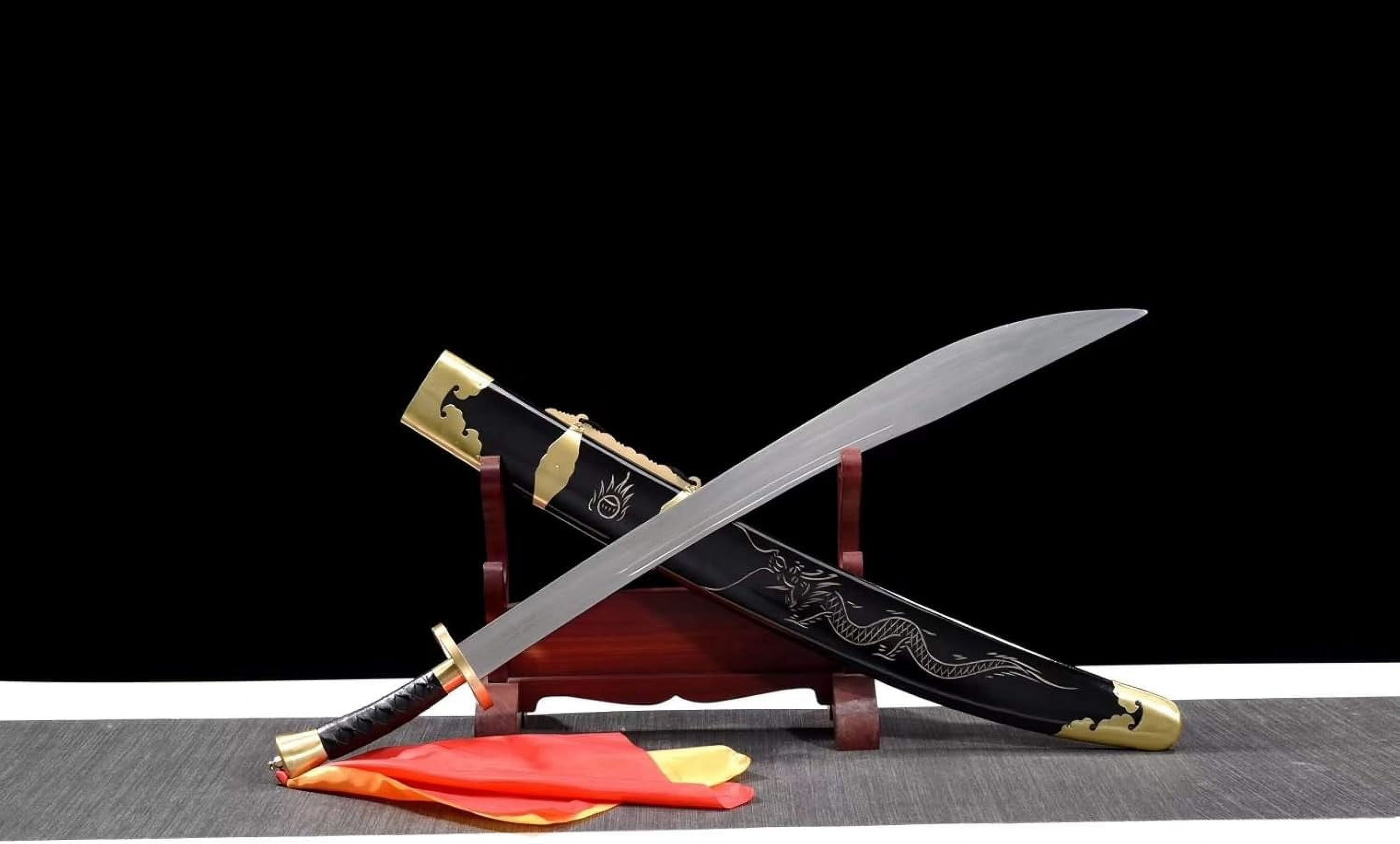 Sword,Wushu dao,Handmade(Stainless Steel Flexible Blade,Black Scabbard ...