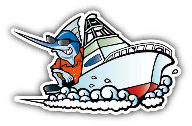 Swordfish Boat Car Sticker Phone Decal Water Bottle Stickers Car Decals ...