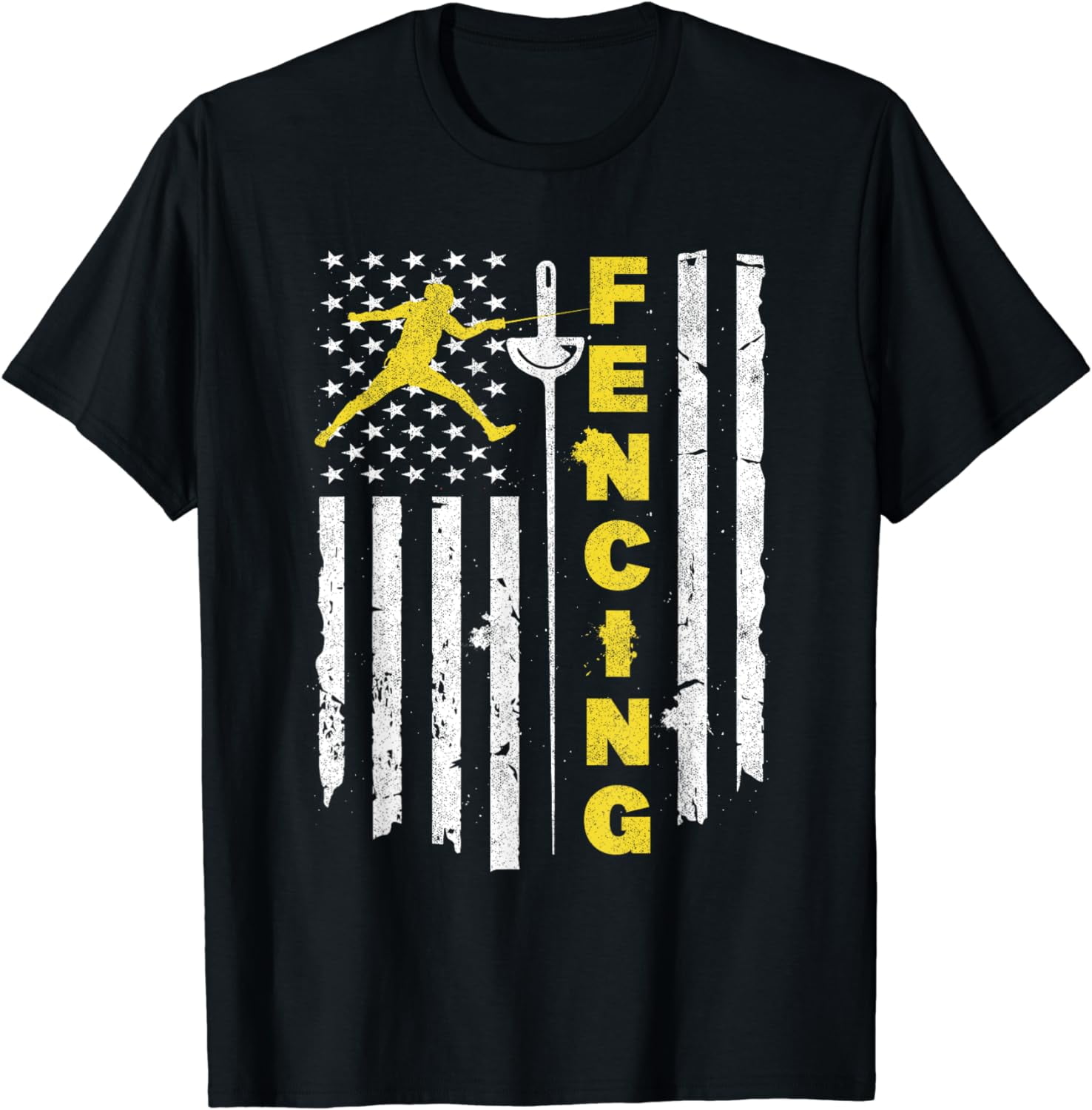 Swordsmanship Sword Fighter USA Fencer American Flag Fencing T-Shirt ...