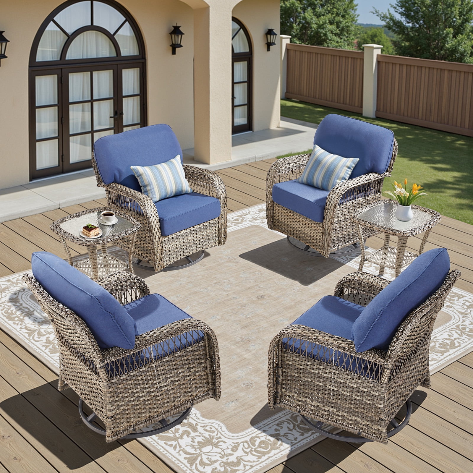 Swpormundo 6 Pieces Patio Furniture Set,Outdoor Swivel Gliders Rocker ...