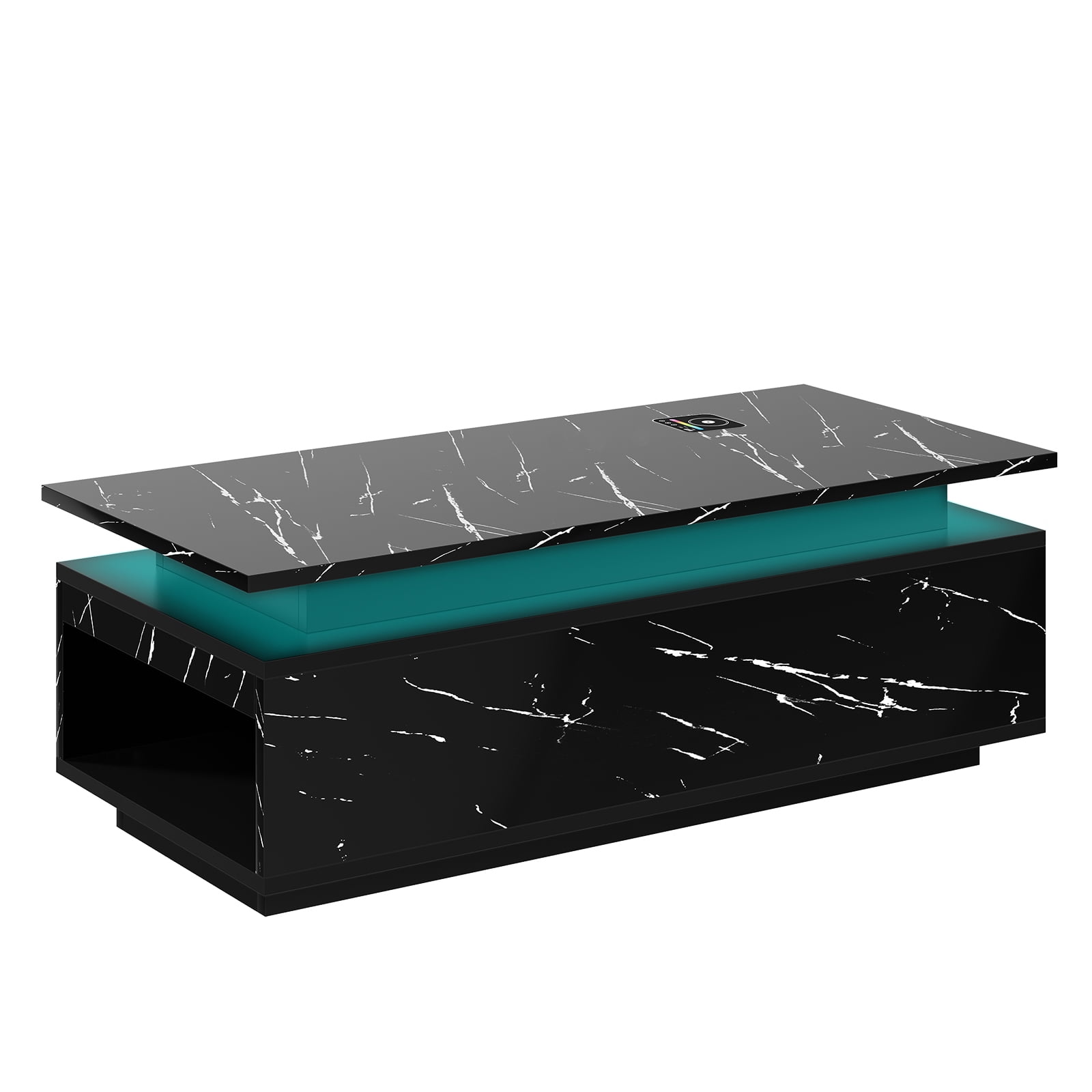 Swpormundo Coffee Table with Faux Marble Top, Modern Center Table with ...