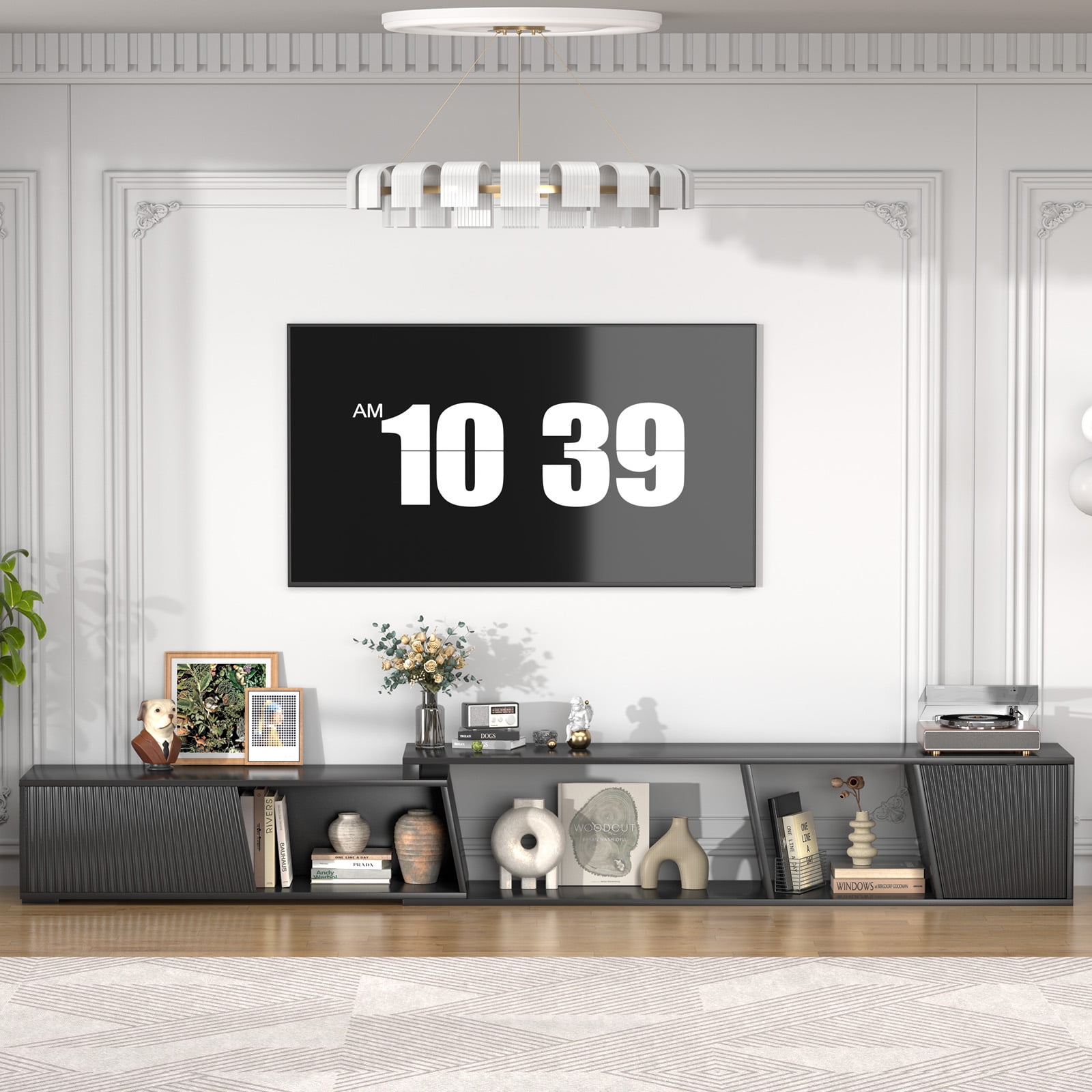 Swpormundo Extendable TV Stand, Modern Entertainment Center for Up to ...