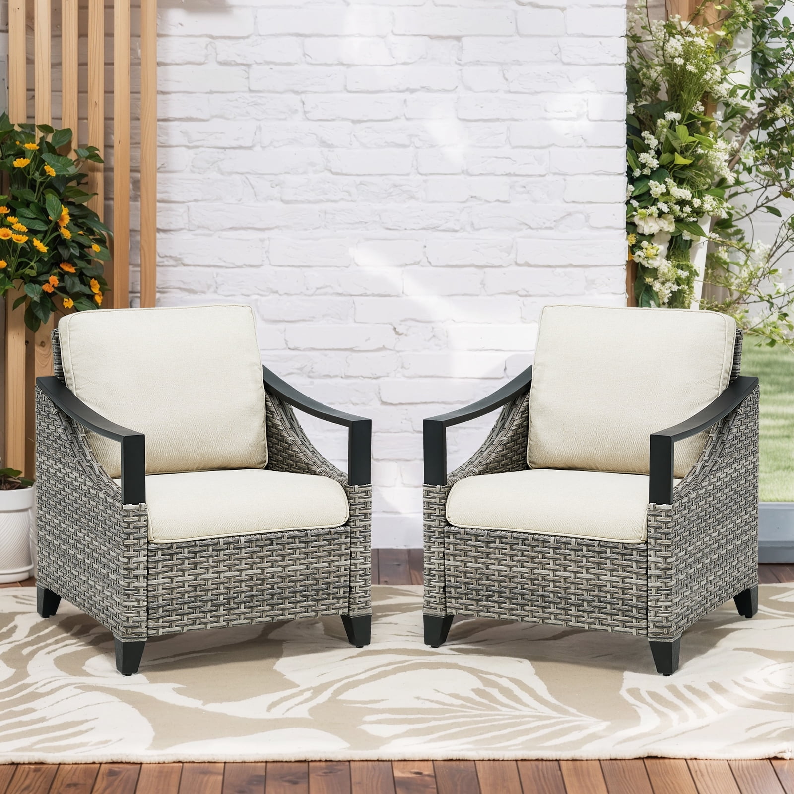 Swpormundo Wicker Outdoor Patio Chairs Set of 2-2 Piece Rattan Chairs ...