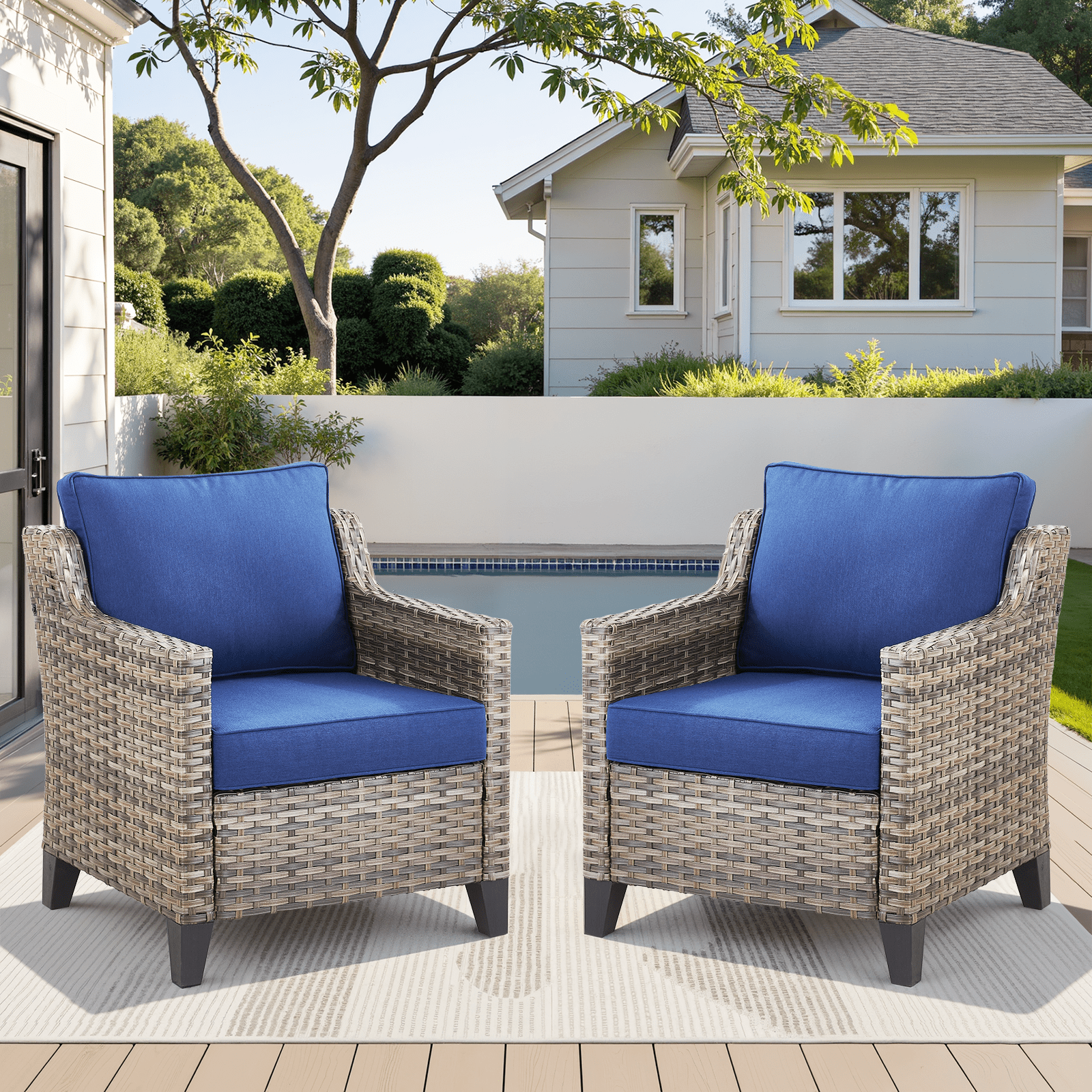Swpormundo Wicker Patio Chairs Set of 2, Luxury Rattan Patio Furniture ...