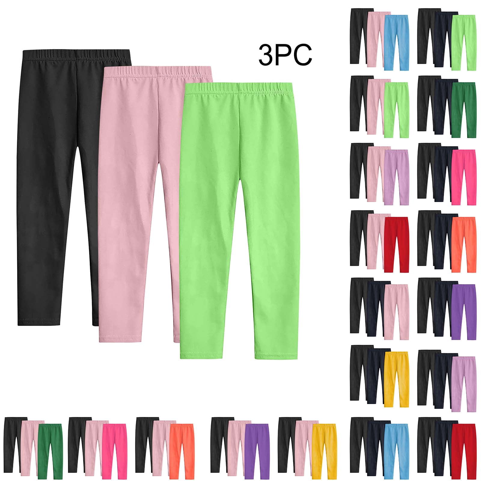 Swuxness Girls 3PC Leggings Cropped Pants Fine Shade Elastic Soft ...